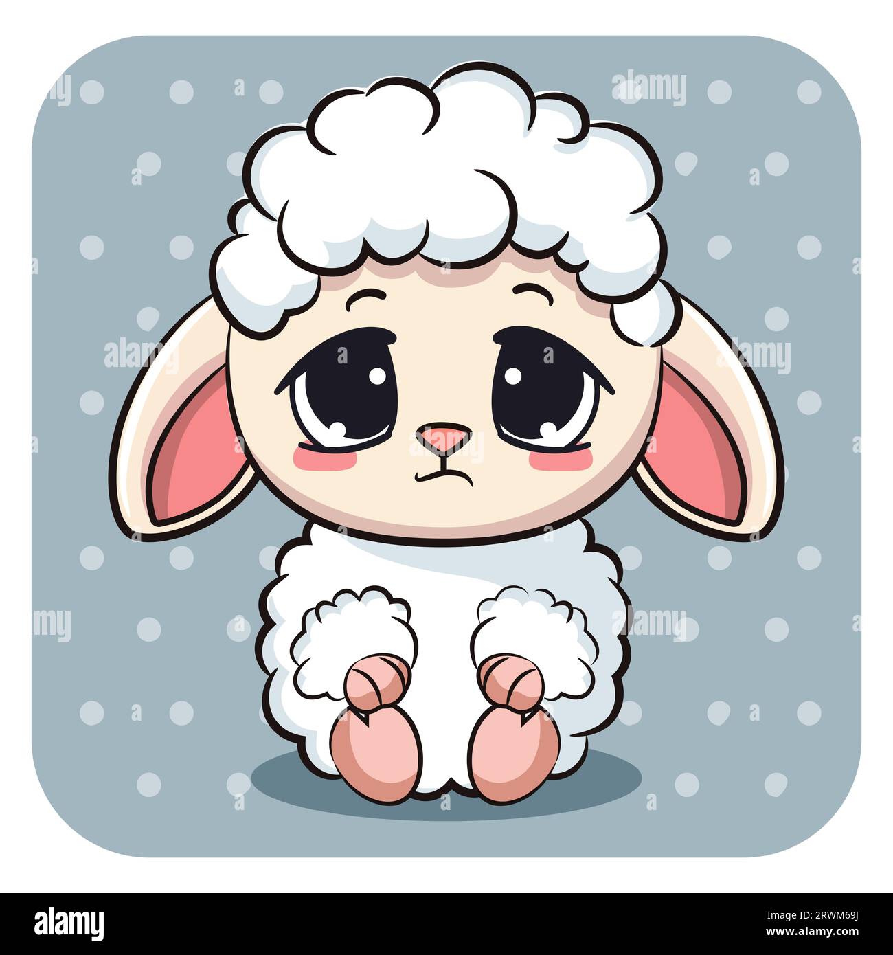 Cute sad baby sheep in cartoon style. Vector illustration Stock Vector ...