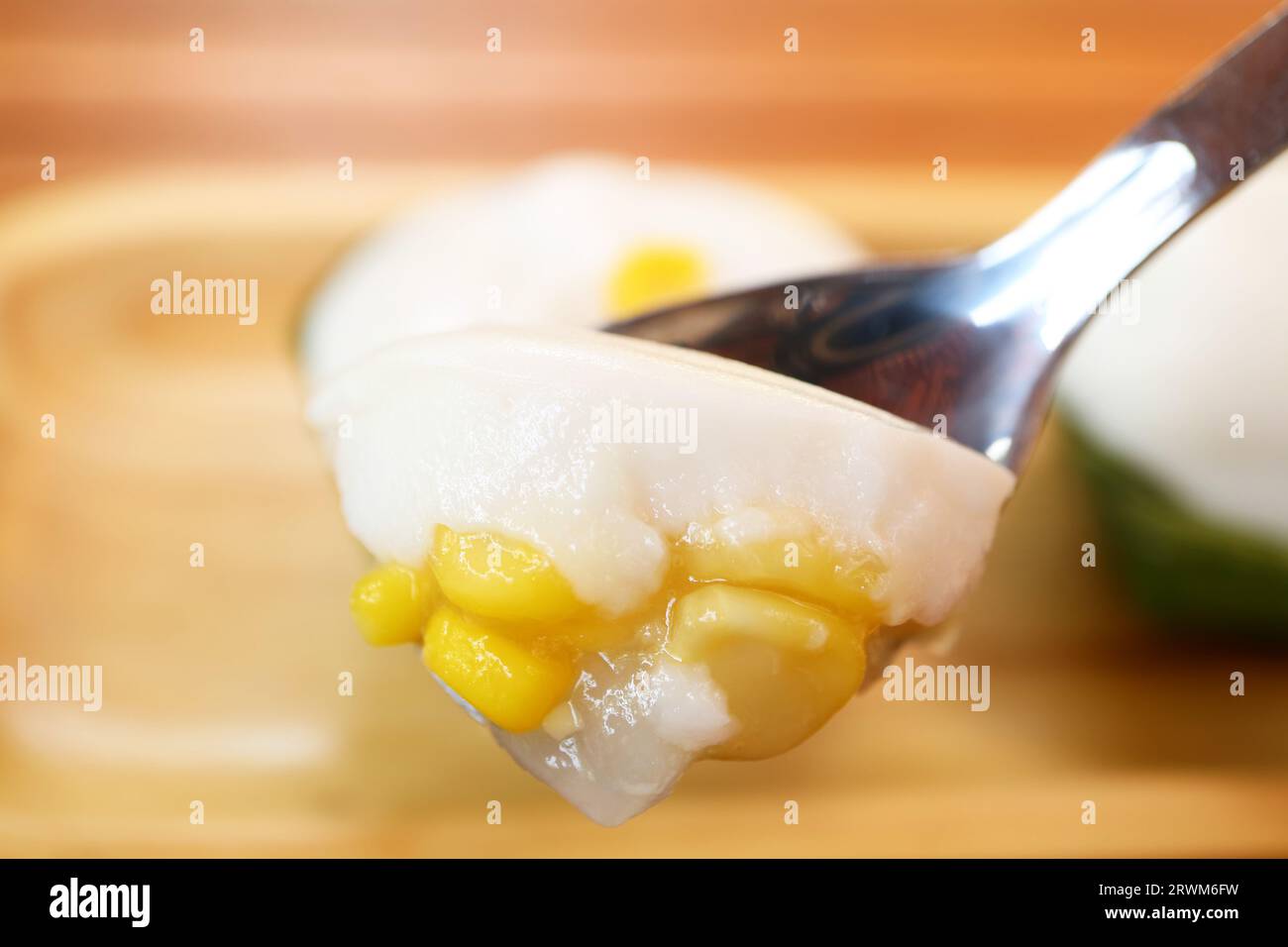 Closeup of Khanom Tako, Thai Traditional Coconut Pudding with Sweet ...