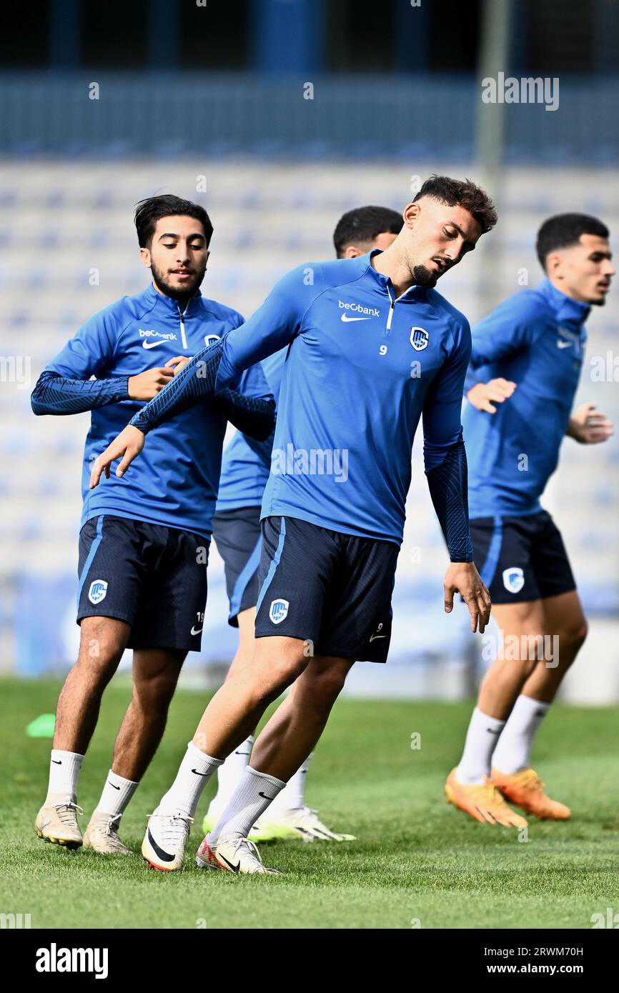 Brussels, Belgium. 20th Sep, 2023. Genk's Andi Zeqiri pictured during a training session of ...
