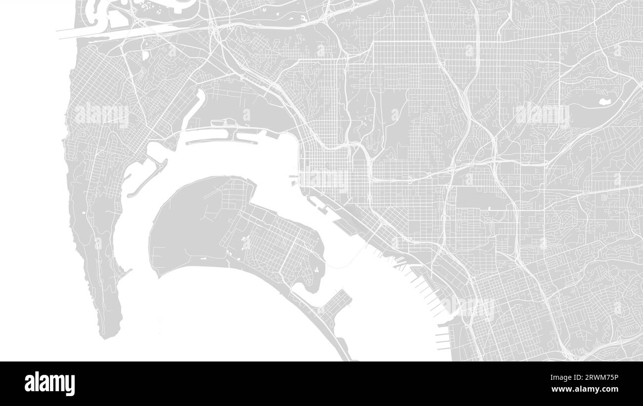 Background San Diego map, United States, white and light grey city ...
