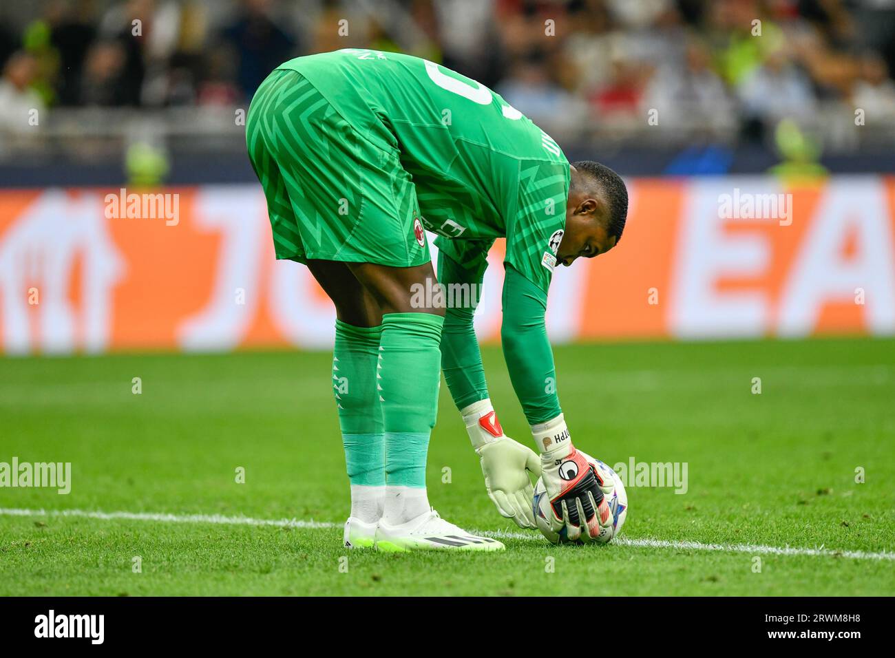 Milano, Italy. 19th Sep, 2023. Goalkeeper Mike Maignan (16) of AC Milan ...
