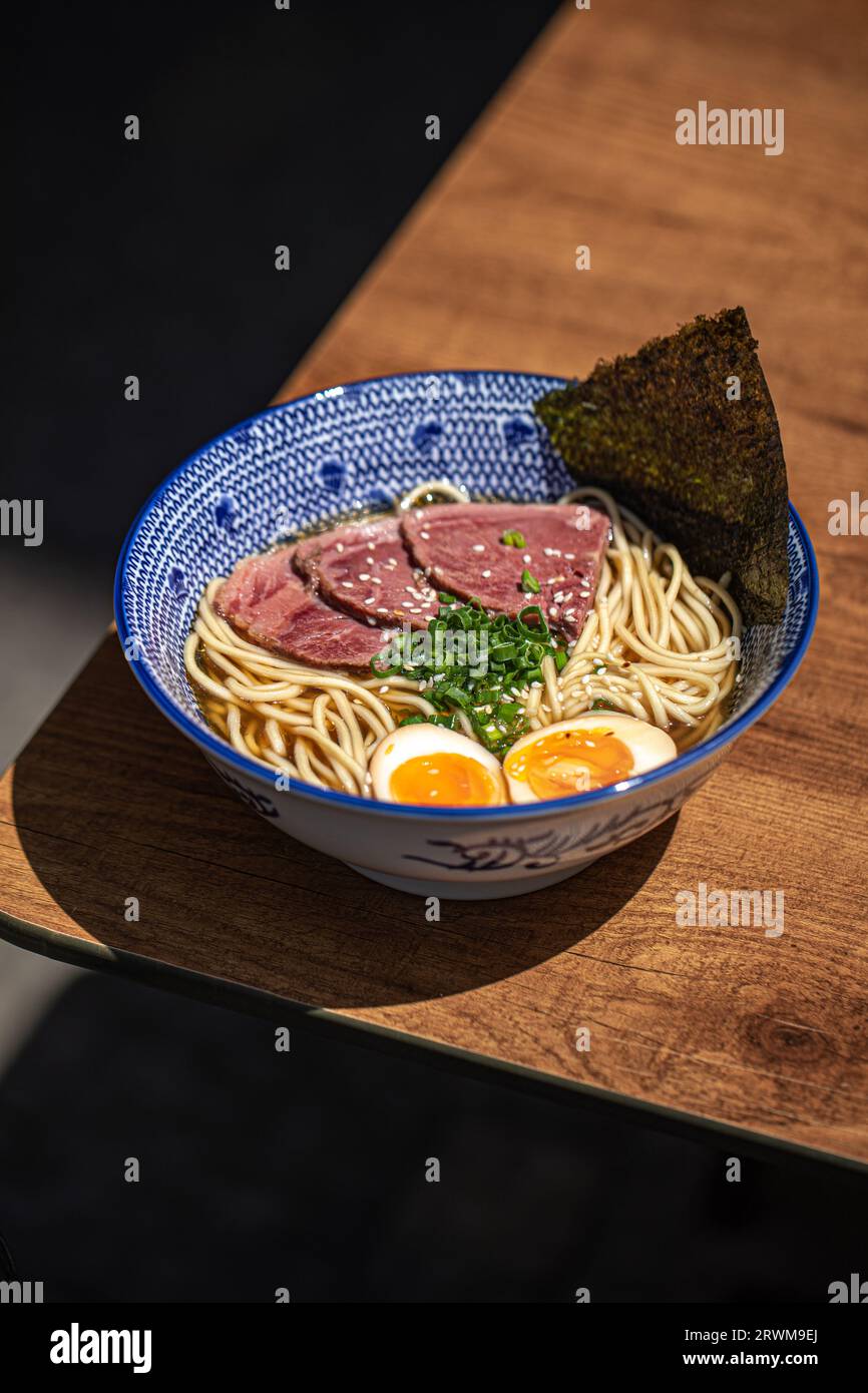 Japanese ramen noodle soup with beef pastrami Stock Photo - Alamy