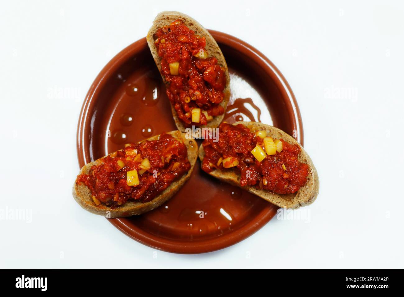 spanish tapas chorizo and manchego cheese spread toast Stock Photo - Alamy