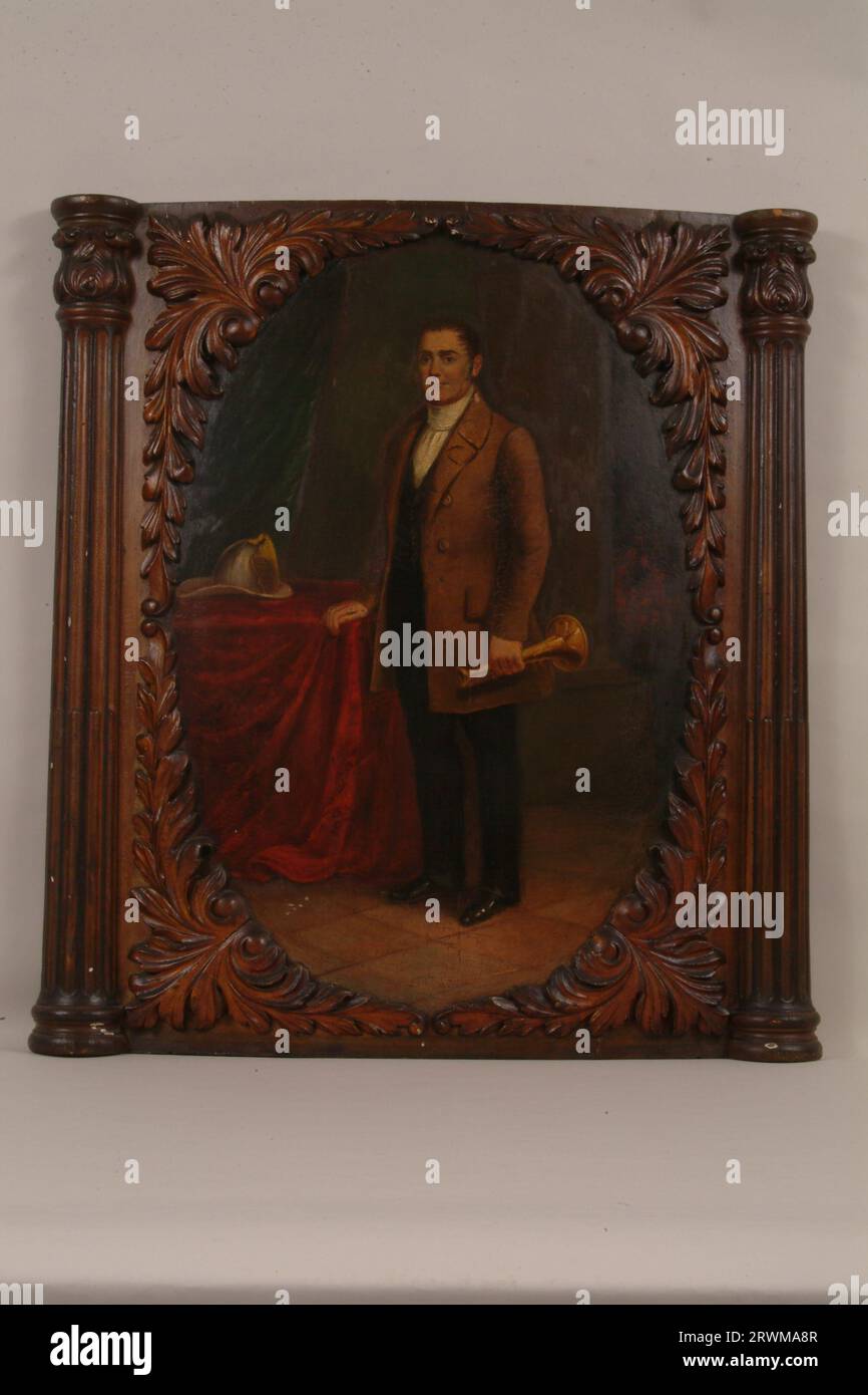 Painting, engine panel. Portrait of a Fireman. 2005.0233.0311 Stock ...