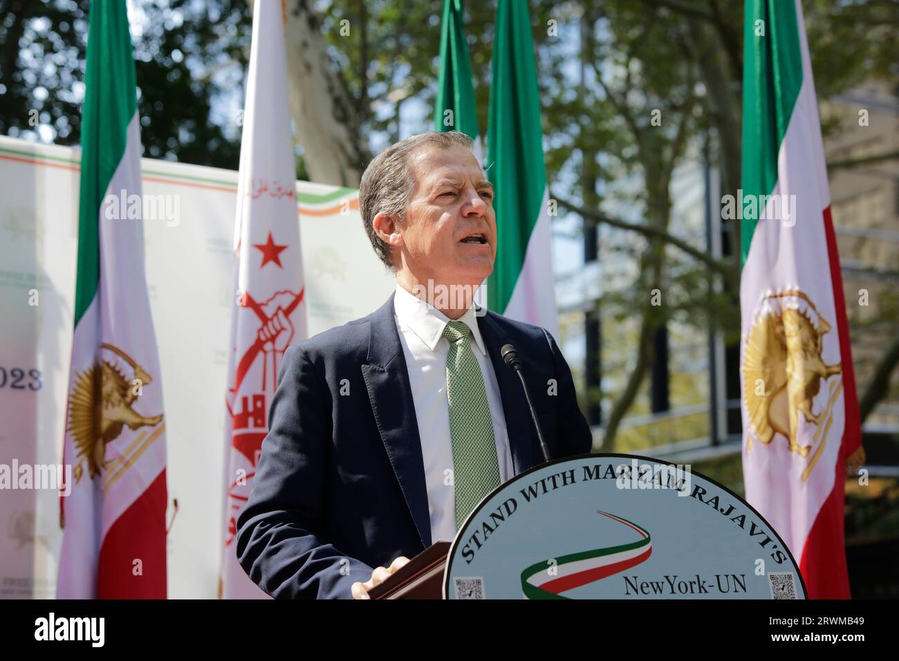 New York, United States. 19th Sep, 2023. Senator Sam Brownback speaks ...