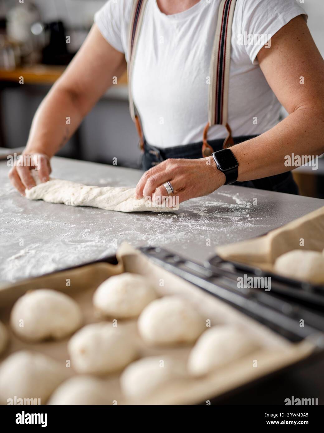 Woman working dough making homemade hi-res stock photography and images ...