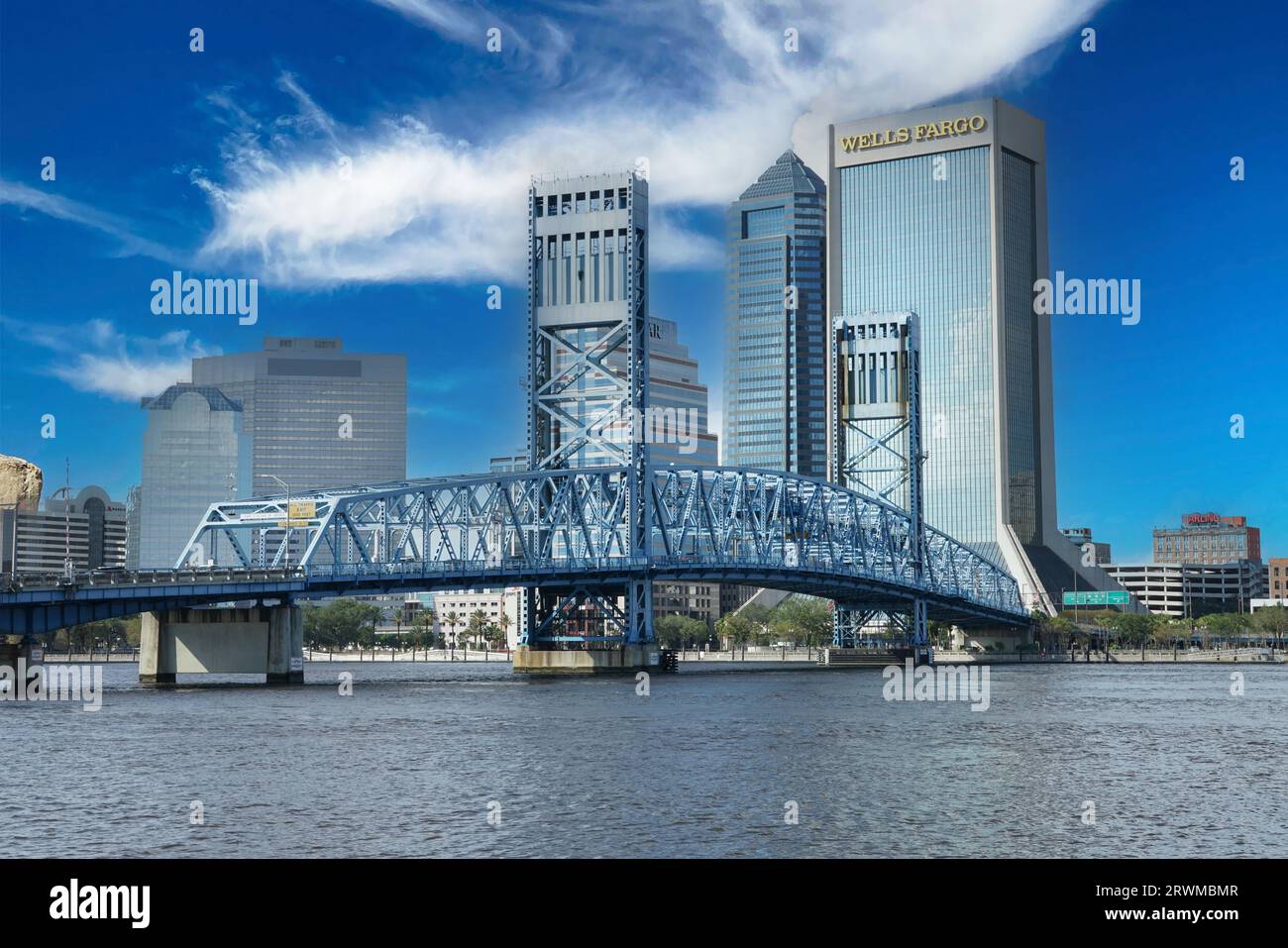 The iconic Main Street Bridge in Jacksonville, with the modern city ...