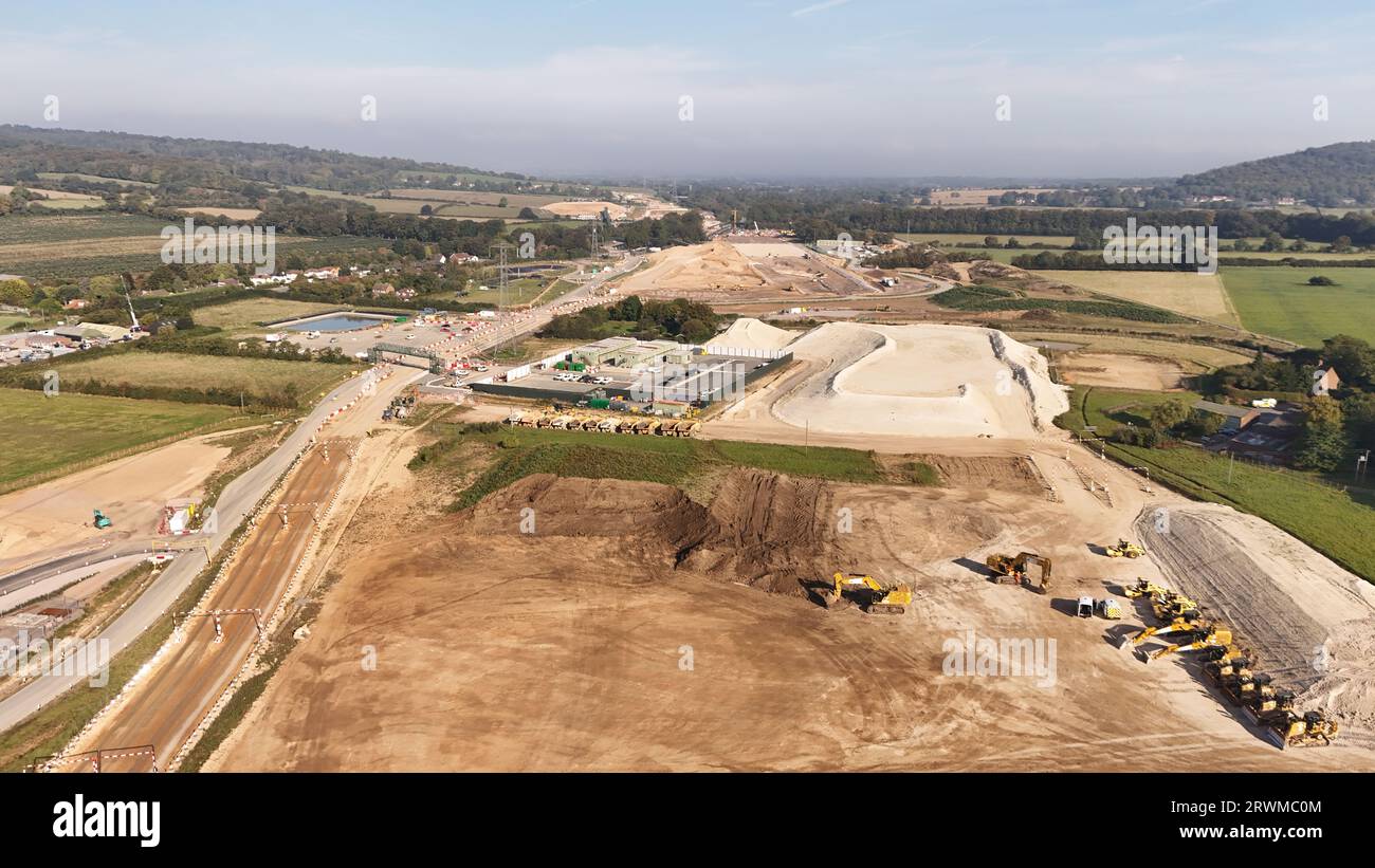 An aerial view of the HS2 Construction progress in Wendover Buckinghamshire, UK Stock Photo - Alamy