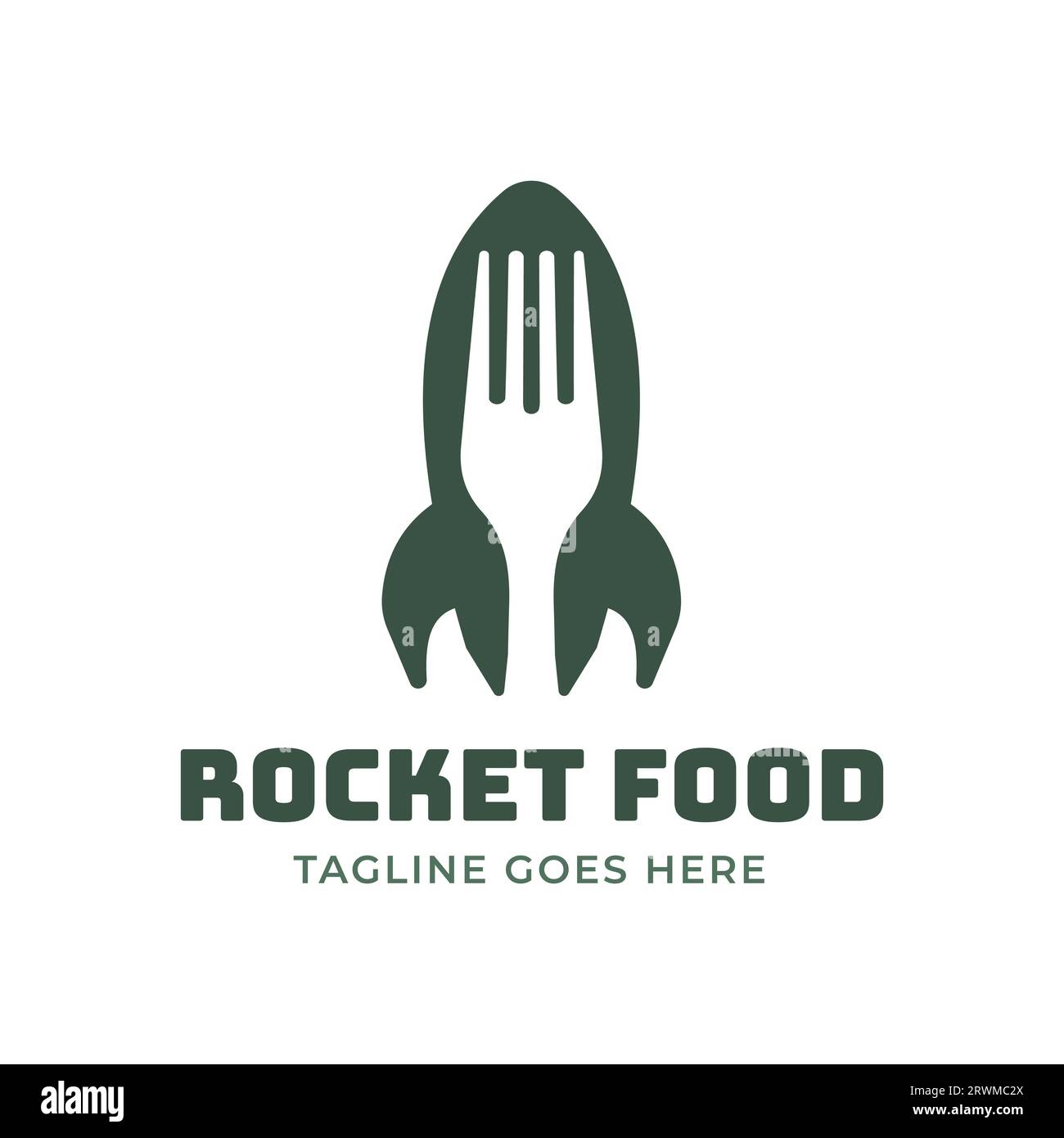 Space Rocket with Fork for Fast Food Delivery Service Logo Design Fork ...