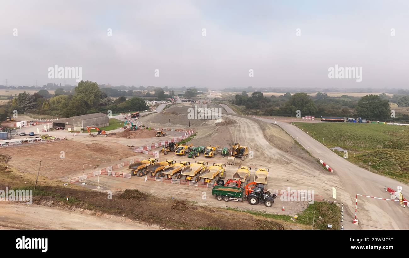 An aerial view of the HS2 Construction progress in Wendover ...