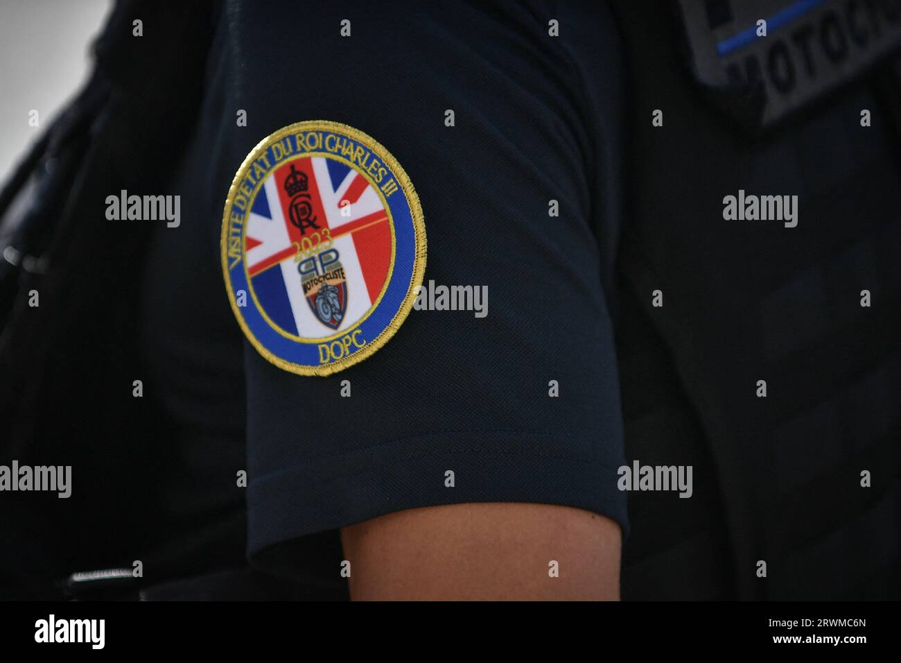 Paris, France. 20th Sep, 2023. This photograph shows a police badge on ...
