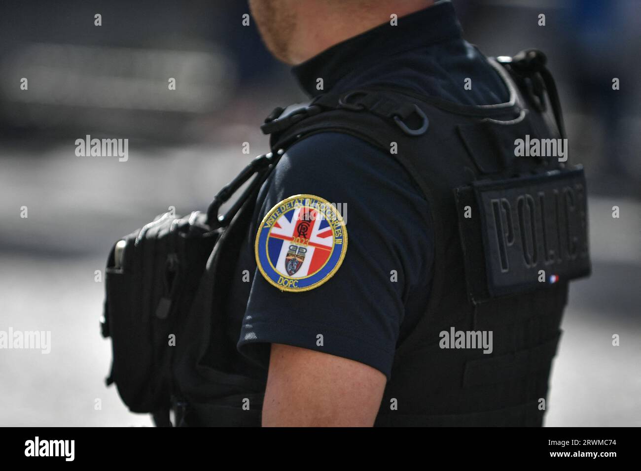 Paris, France. 20th Sep, 2023. This photograph shows a police badge on ...