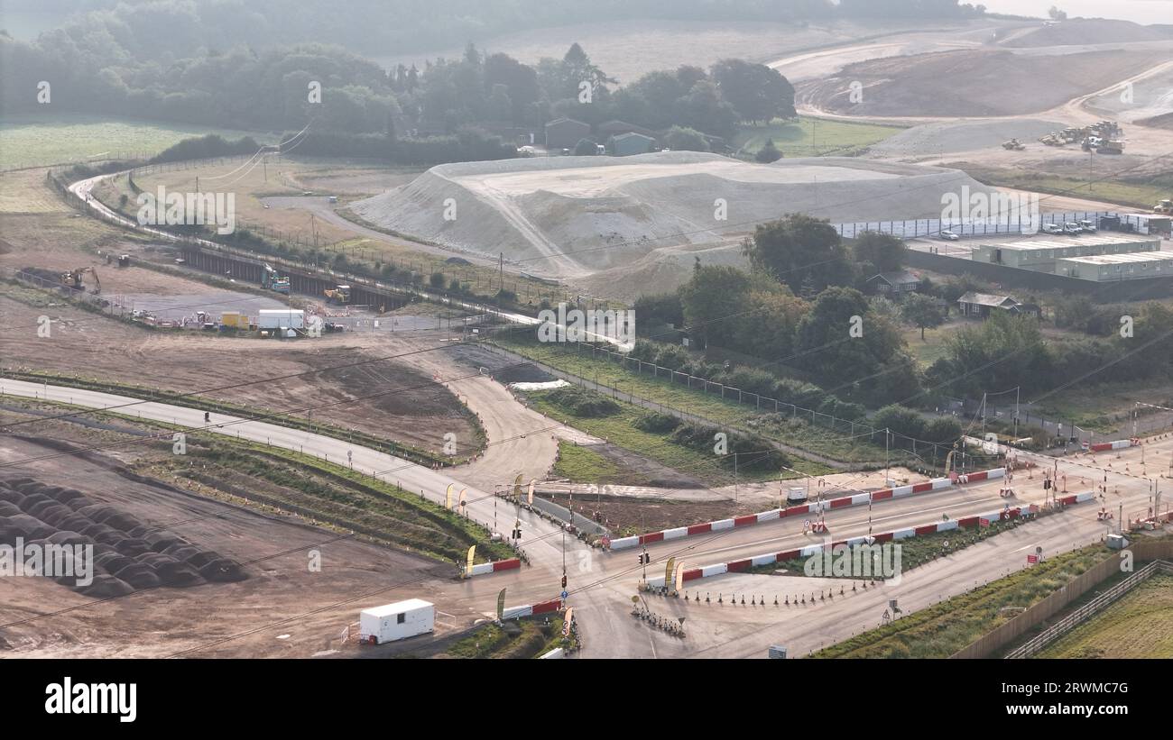 An aerial view of the HS2 Construction progress in Wendover Buckinghamshire, UK Stock Photo - Alamy