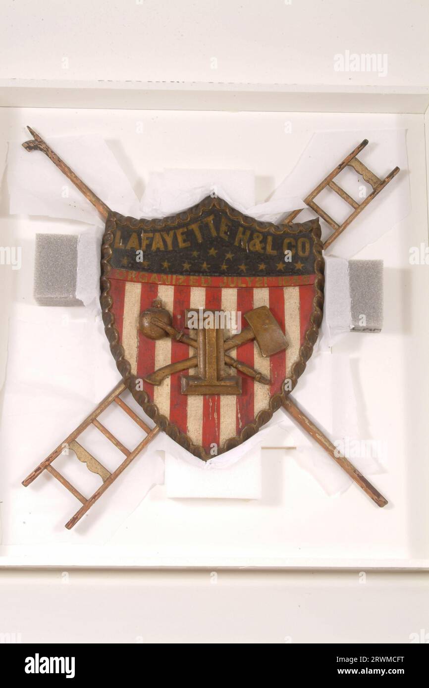 Decorative panel, carved. Lafayette Hook & Ladder Company No. 1. 2005. ...