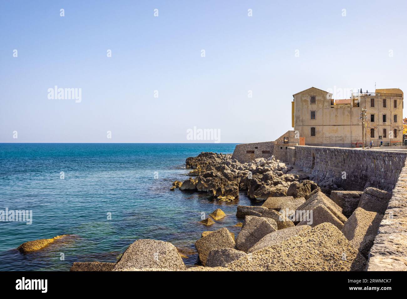 The seashore in Cefalu town, an attractive destination in Sicily, Italy ...