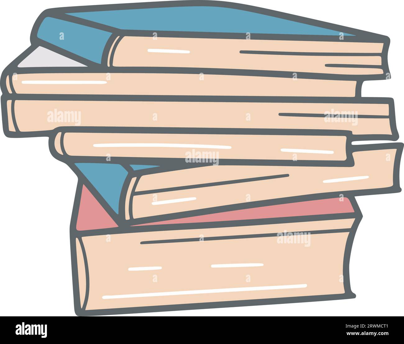 Stack of books doodle sketch style isolated illustration Stock Vector ...
