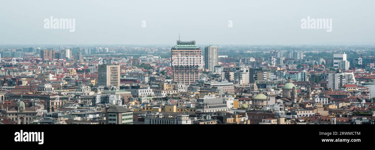 An aerial view of the bustling metropolis of Milan with skyscrapers ...