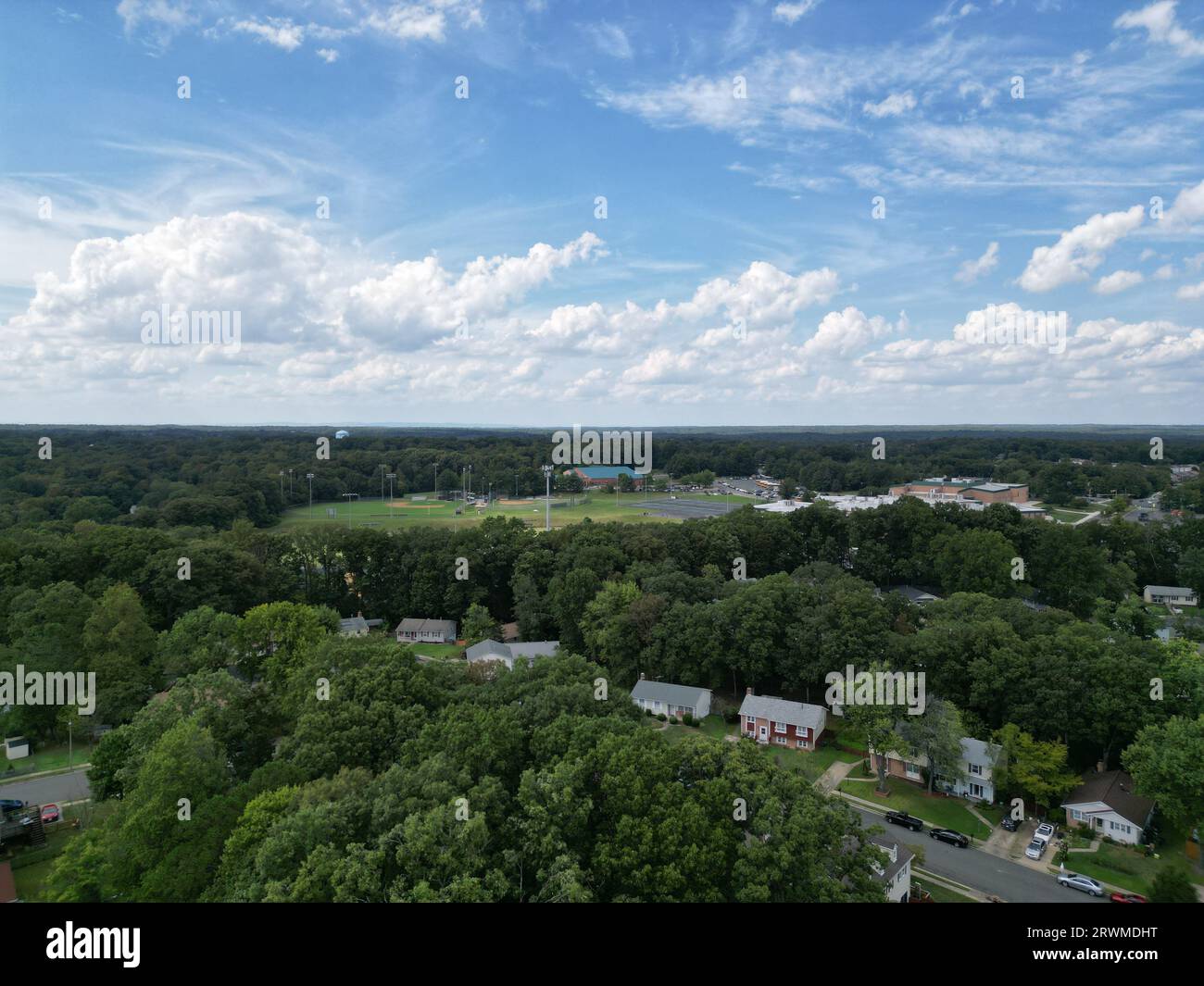 An aerial view of green landscape of Lake Ridge in Virginia Stock Photo ...