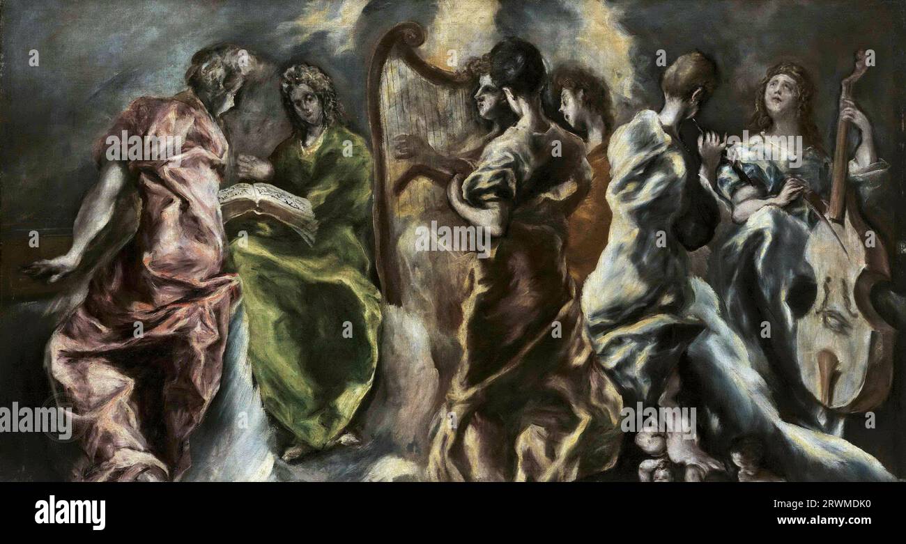 El Greco – The Concert of the Angels 1608-14. 115x217 Stock Photo - Alamy