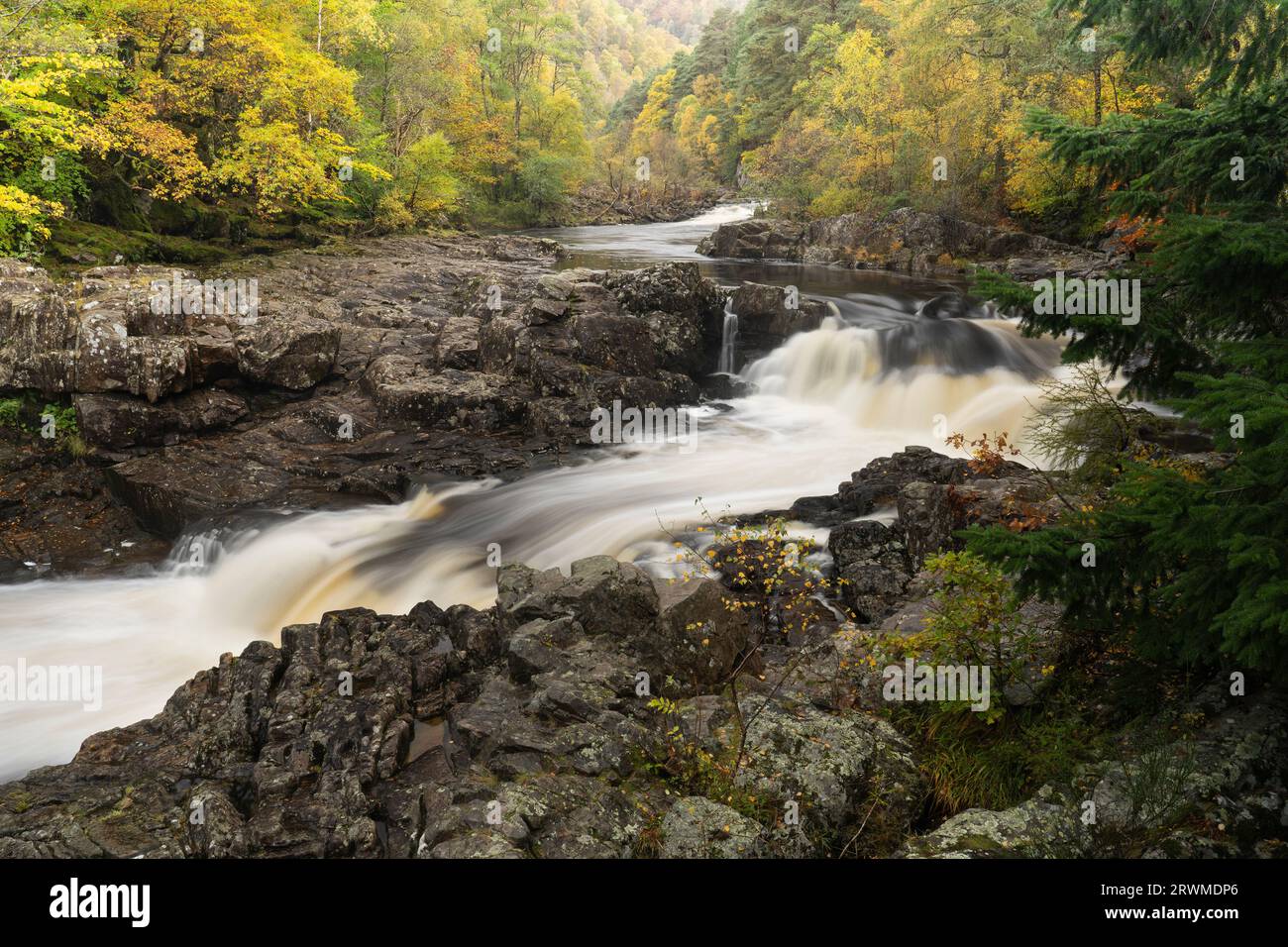 Waterfall at The Linn of Tummel, Pitlochry, Perthshire, Scotland, UK ...