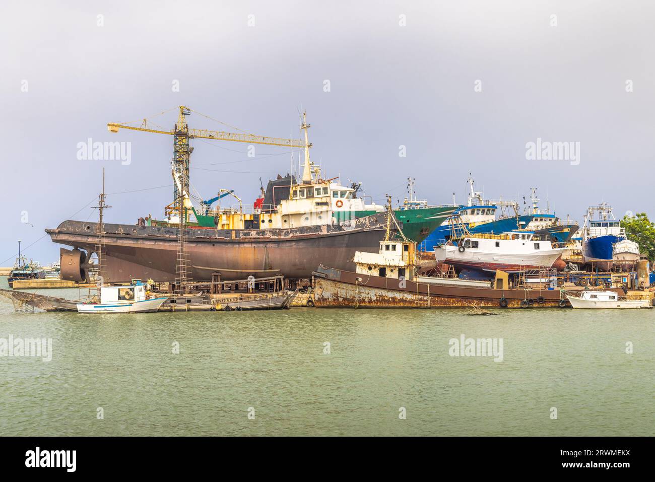 Shipwrecks in the harbor of Mazara del Vallo, town in southwestern of ...
