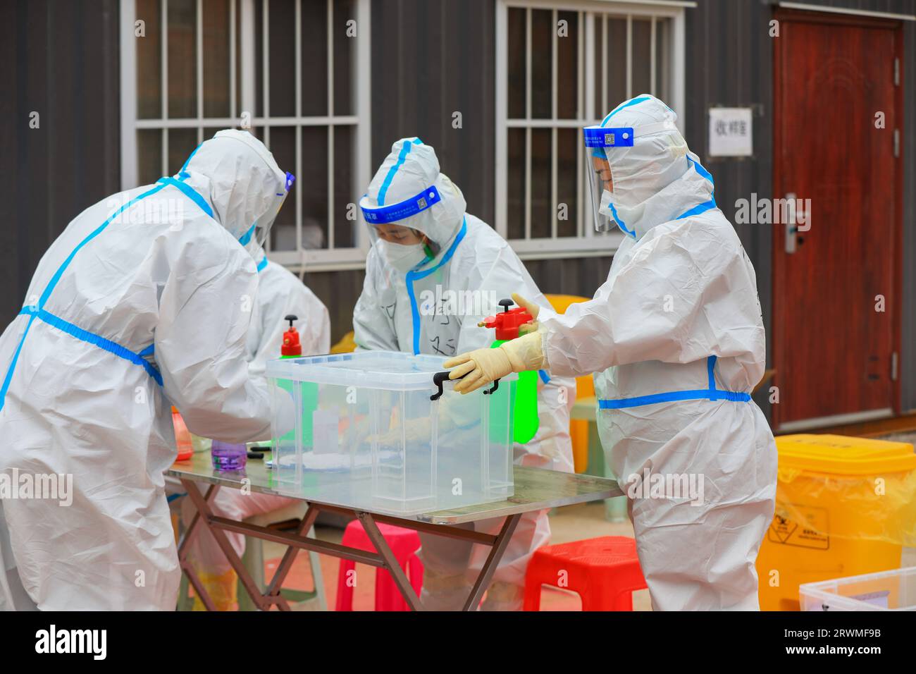 LUANNAN COUNTY, China - March 29, 2022: Medical workers in the mobile ...