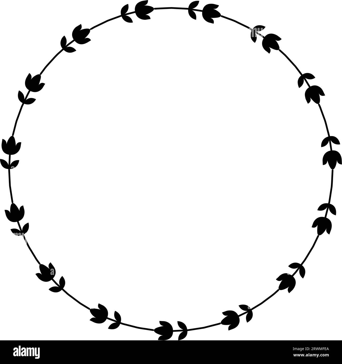 Floral circle border design rounded flower frame ring for decoration ...