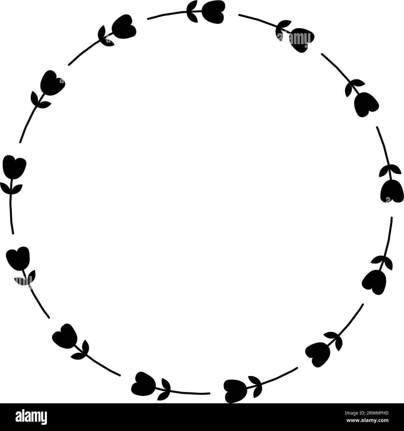 Floral circle border design rounded flower frame ring for decoration ...