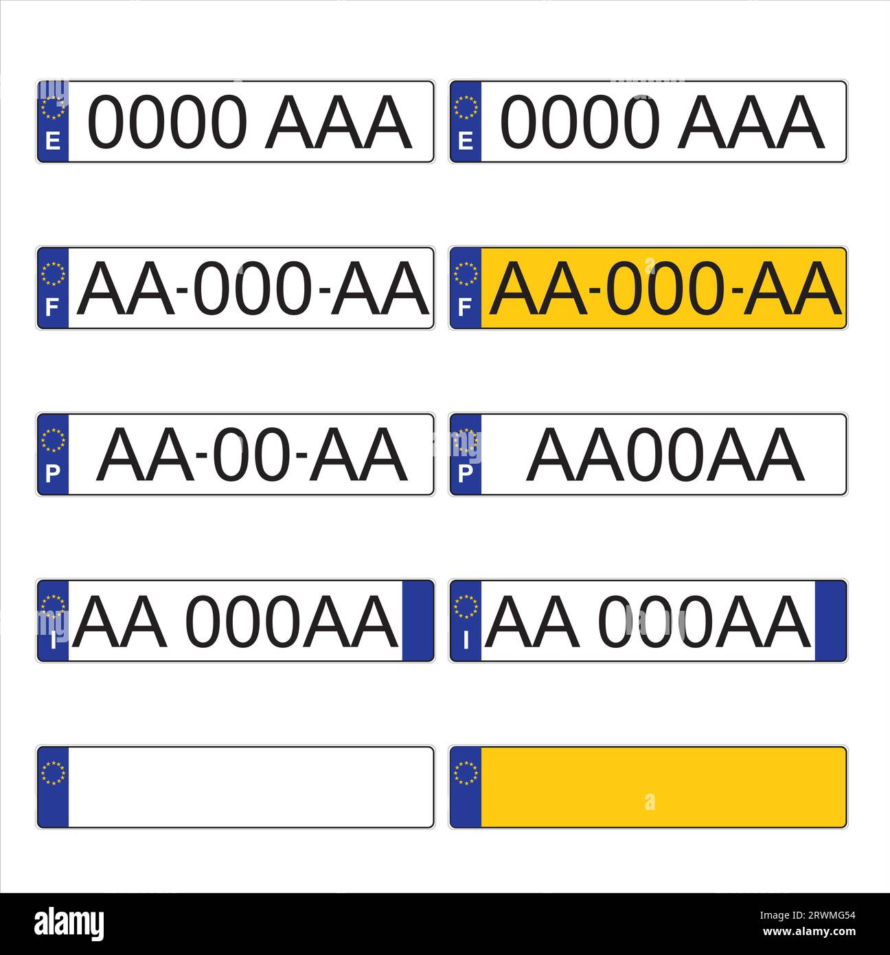 Car license plates of some countries of the european community on a ...