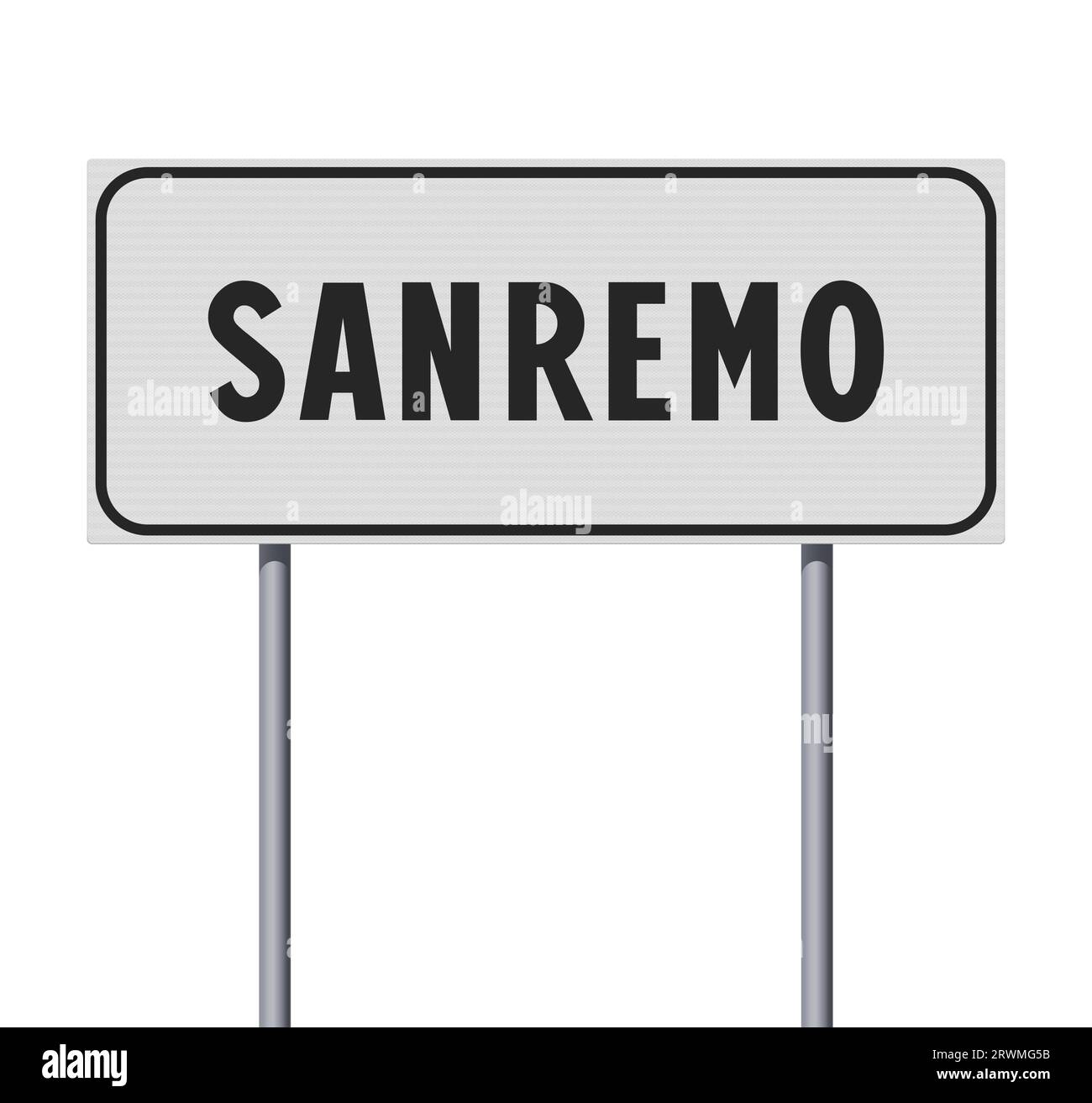 Vector illustration of the City of Sanremo (Italy) entrance white road ...