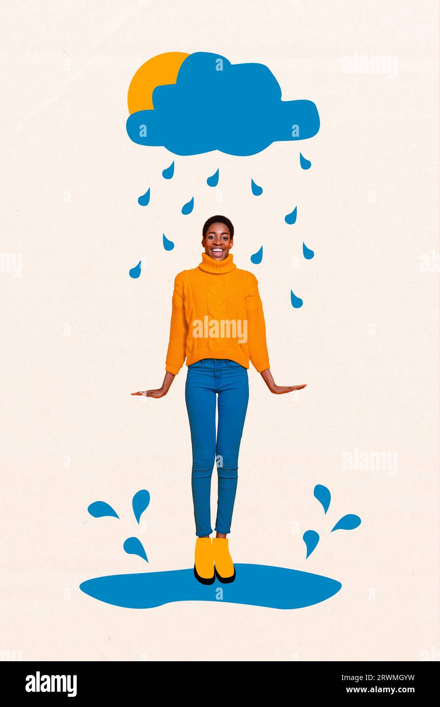 Vertical creative illustration composite photo collage of ecstatic ...