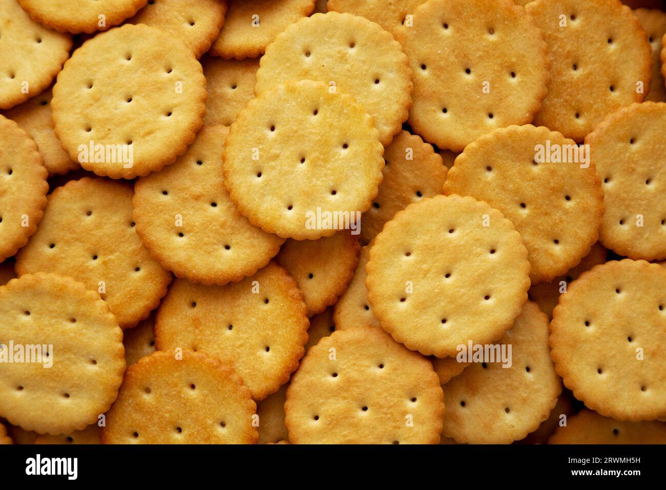 Round Crispy Crackers with Sea Salt, top view Stock Photo - Alamy