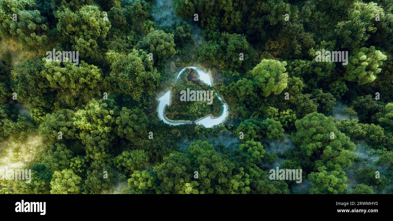 Symbolic emblem of an eco-push for recycling and reusing, depicted as a ...