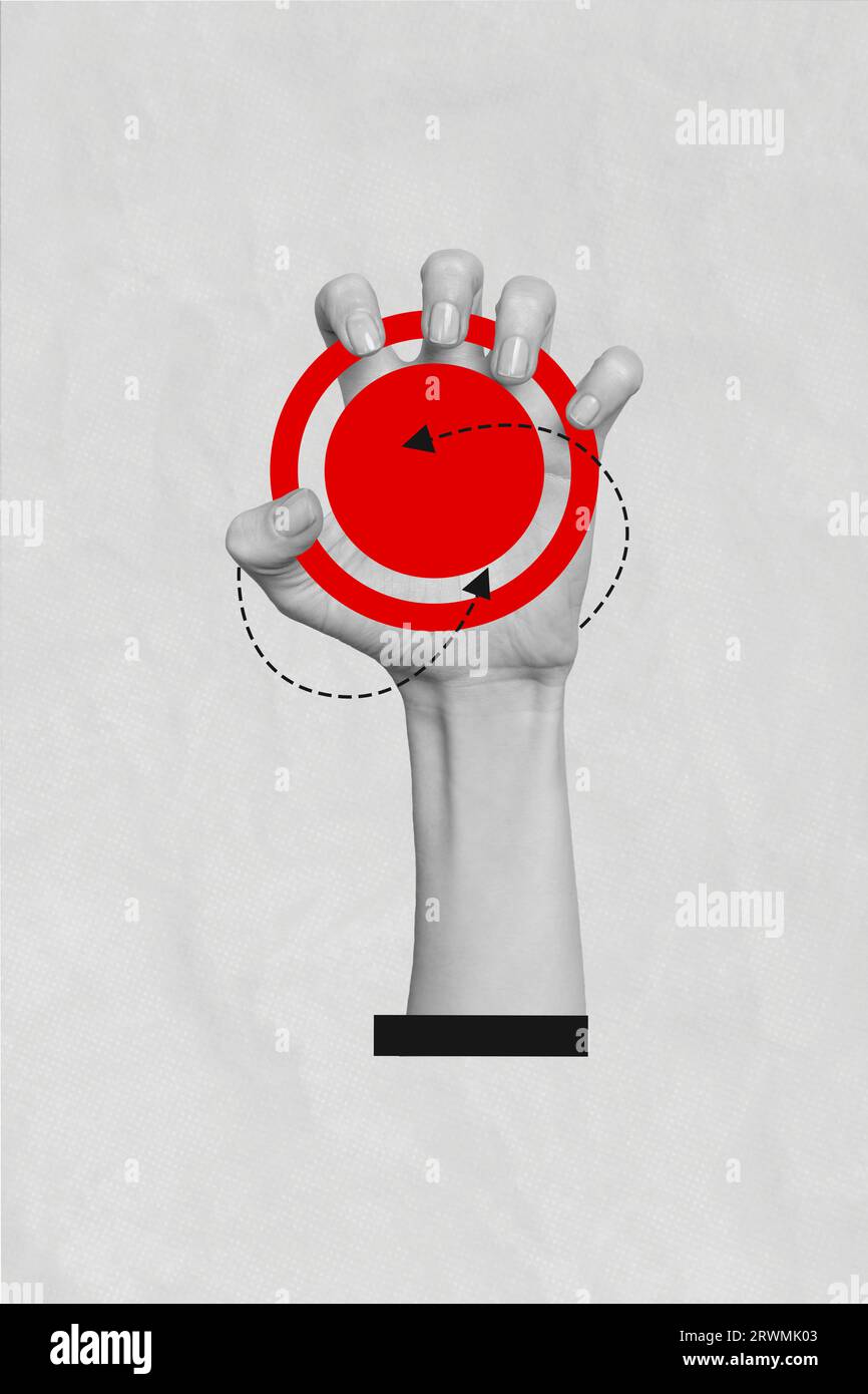 Vertical collage image of black white effect arm hold darts board ...