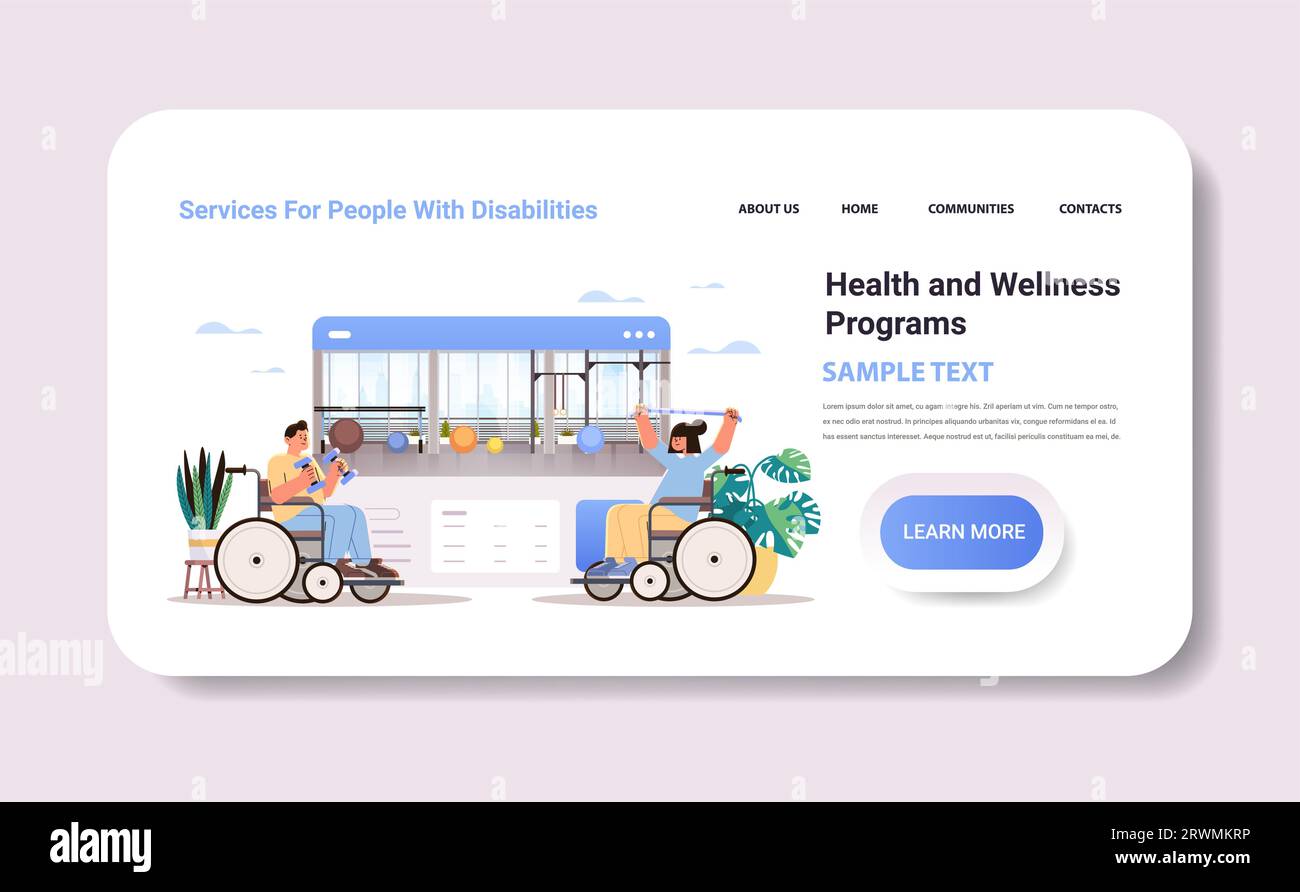 disabled man woman in wheelchair doing physical exercises health and ...