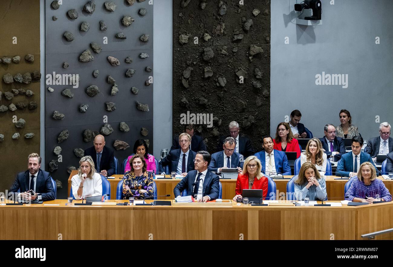 THE HAGUE - Outgoing Prime Minister Mark Rutte and other members of the cabinet in section K ...