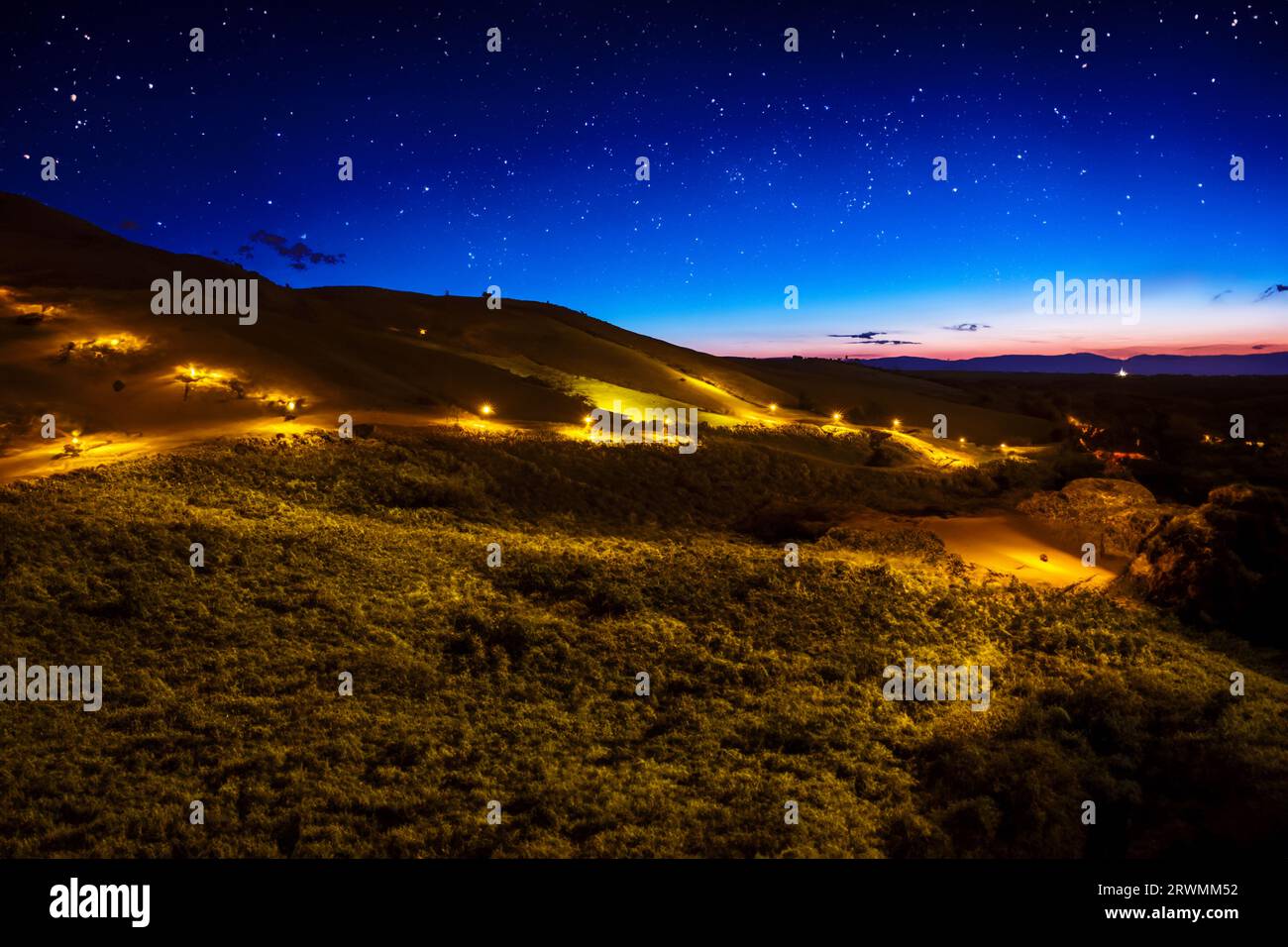 night landscape with stars of the Tuscan hills in Italy Stock Photo - Alamy