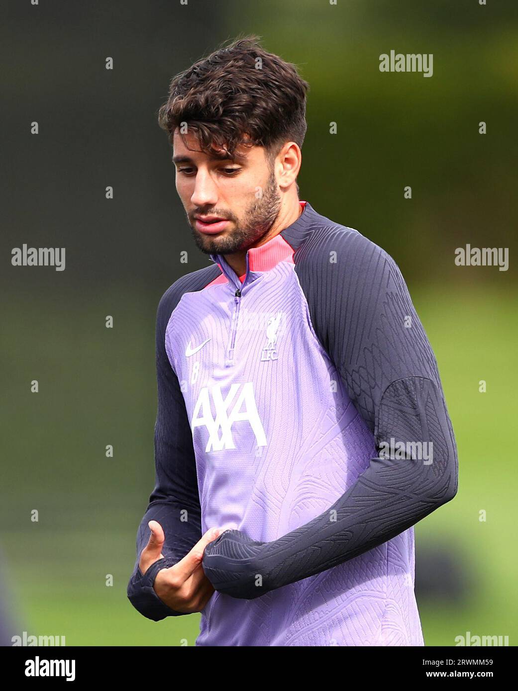 Liverpool's Dominik Szoboszlai during a training session at the AXA ...