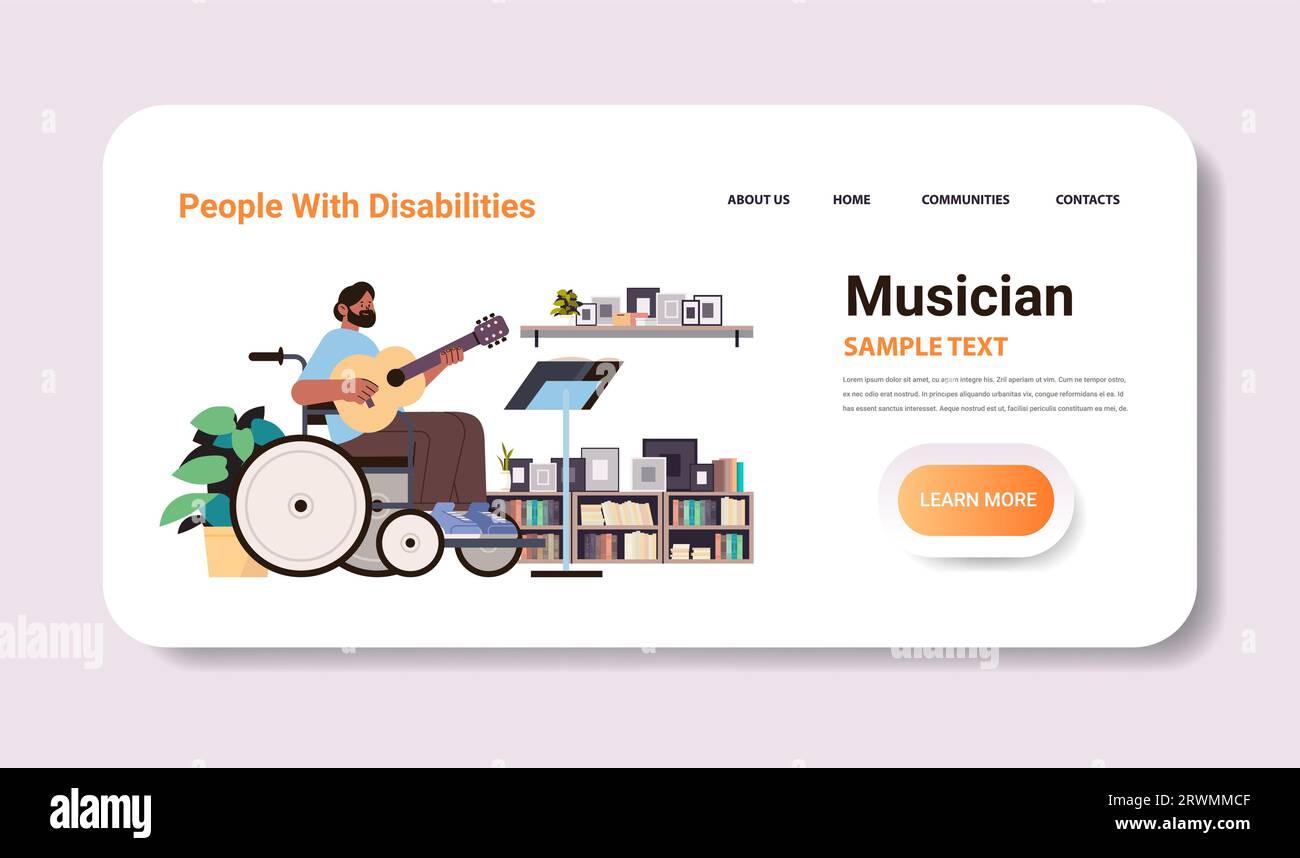 disabled man musician in wheelchair playing guitar people with ...