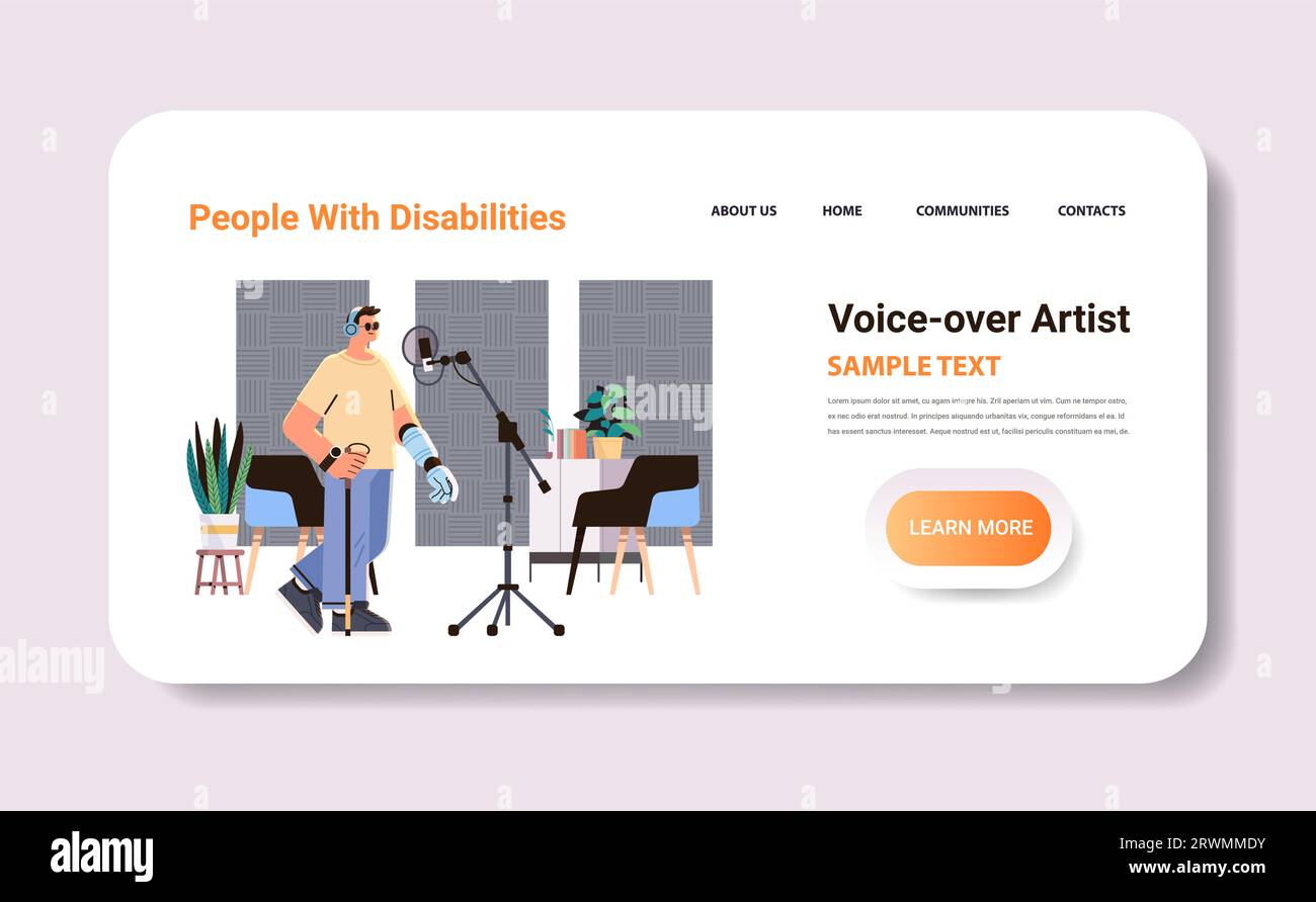 disabled man voice over artist people with disabilities concept ...