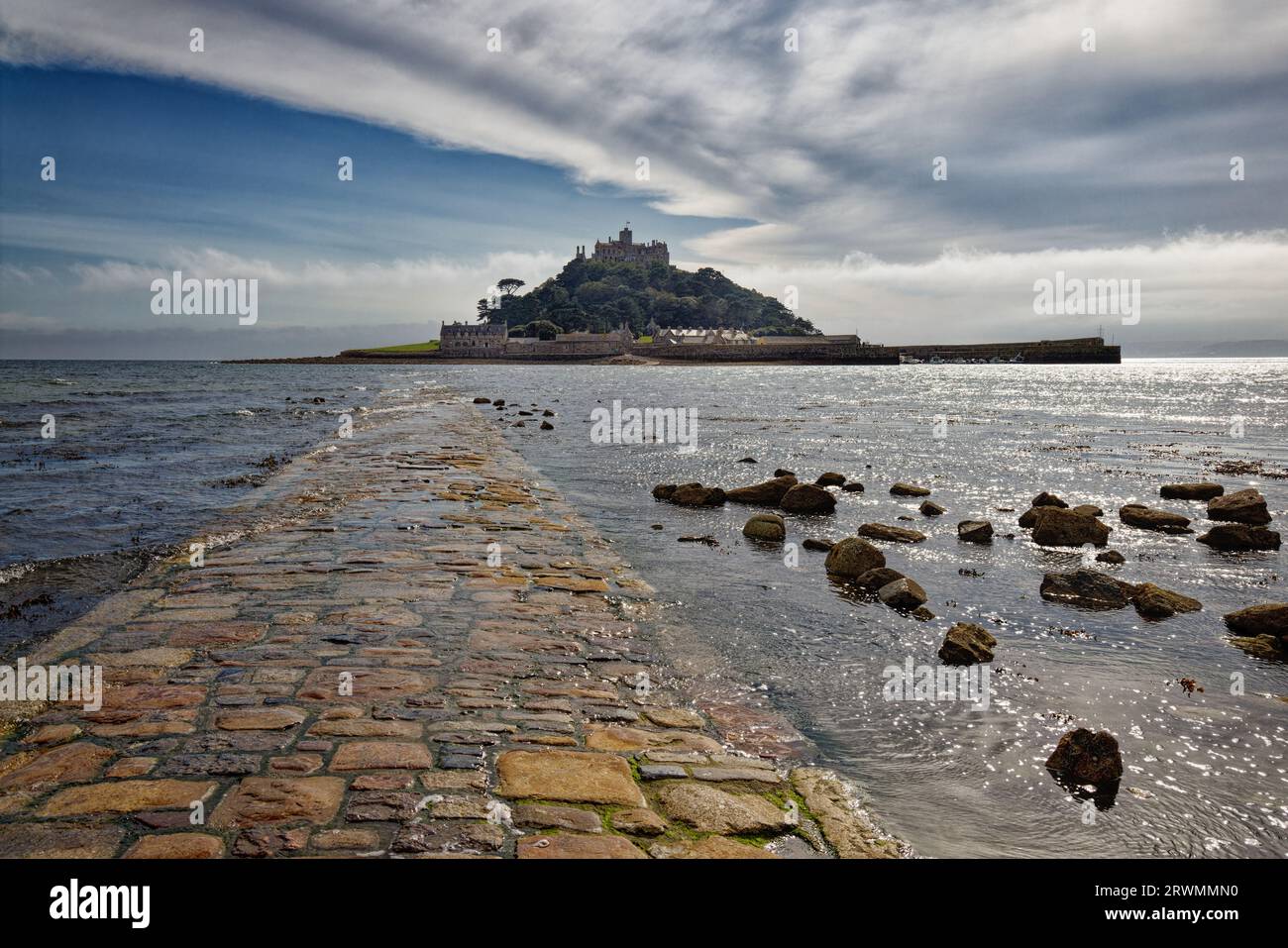 St Michaels Mount seen from Marazion in Cornwall England UK Stock Photo ...