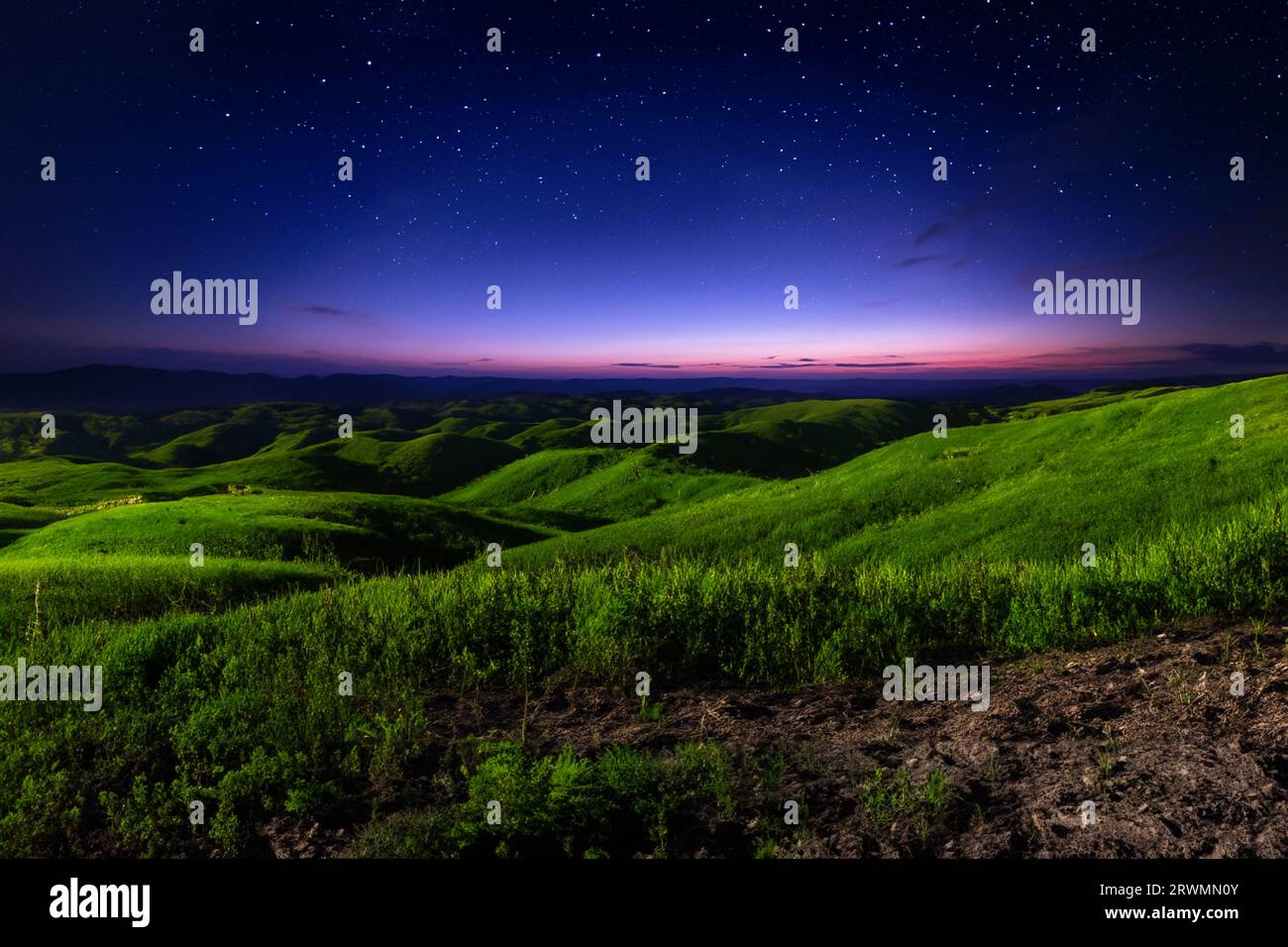 night landscape with stars of the Tuscan hills in Italy Stock Photo - Alamy