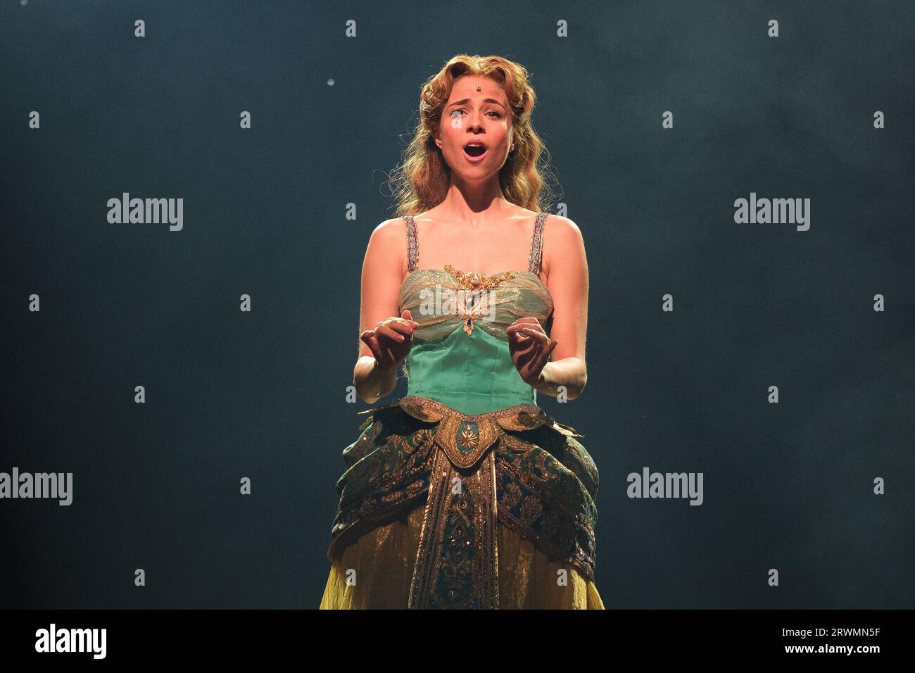 Actress Talía del Val performs during the presentation of the musical ...