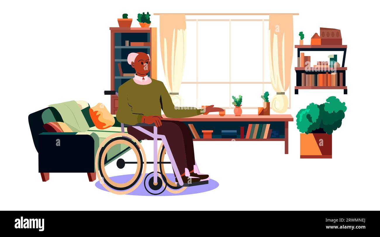 disabled senior man sitting in wheelchair people with disabilities ...