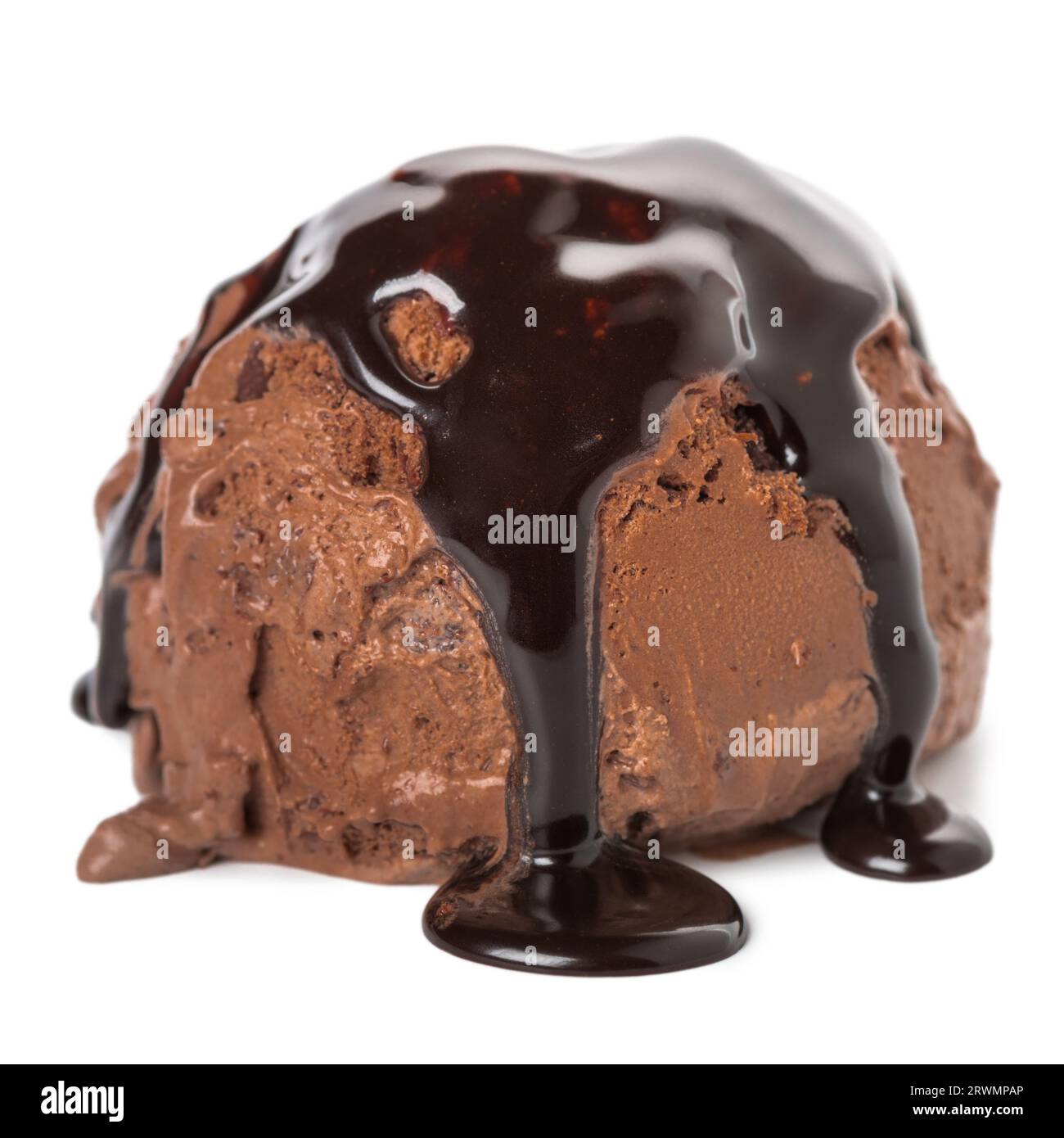 melt chocolate scoop of sundae ice cream covered with chocolate icing ...