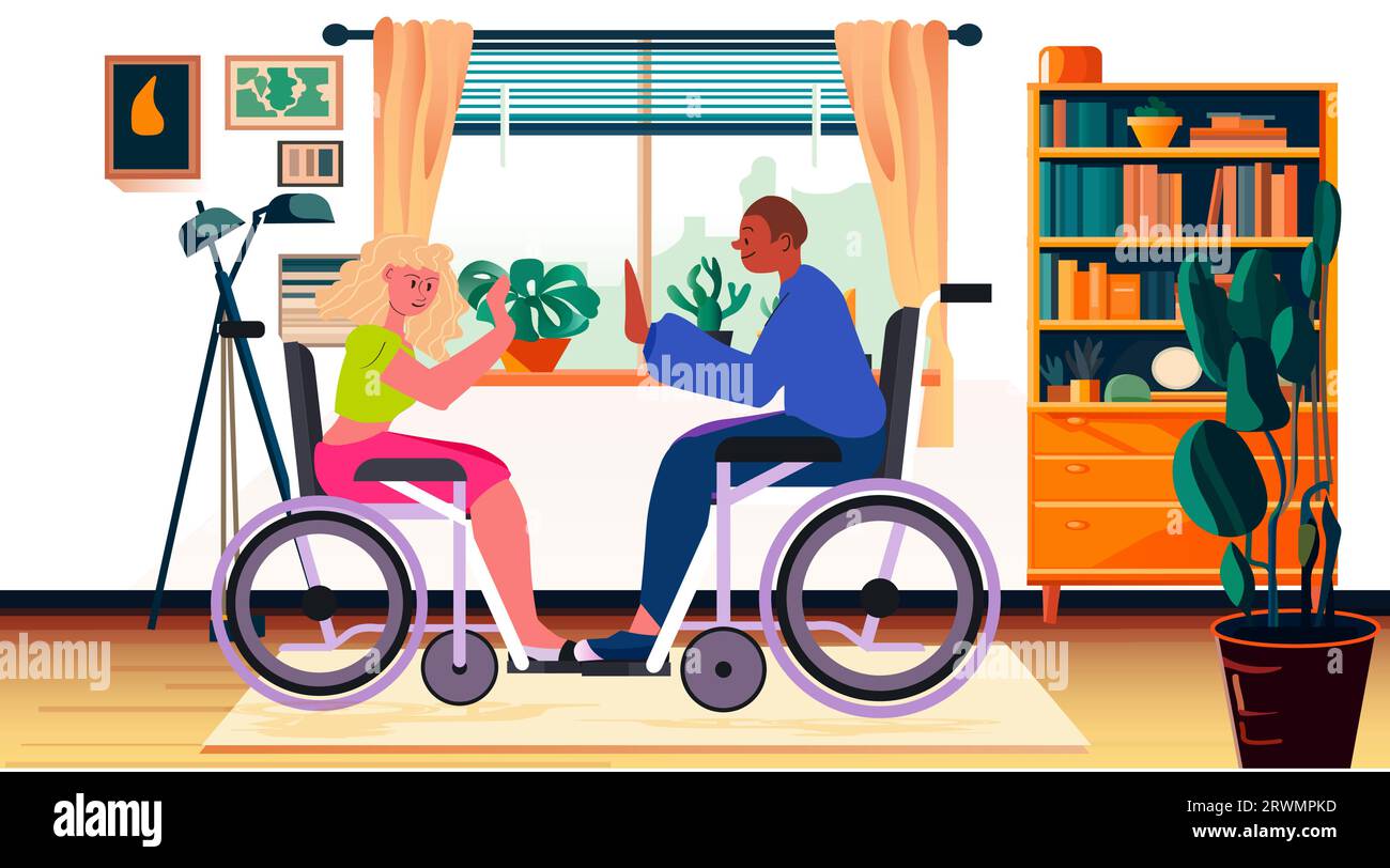 disabled man woman in wheelchairs having fun people with disabilities ...