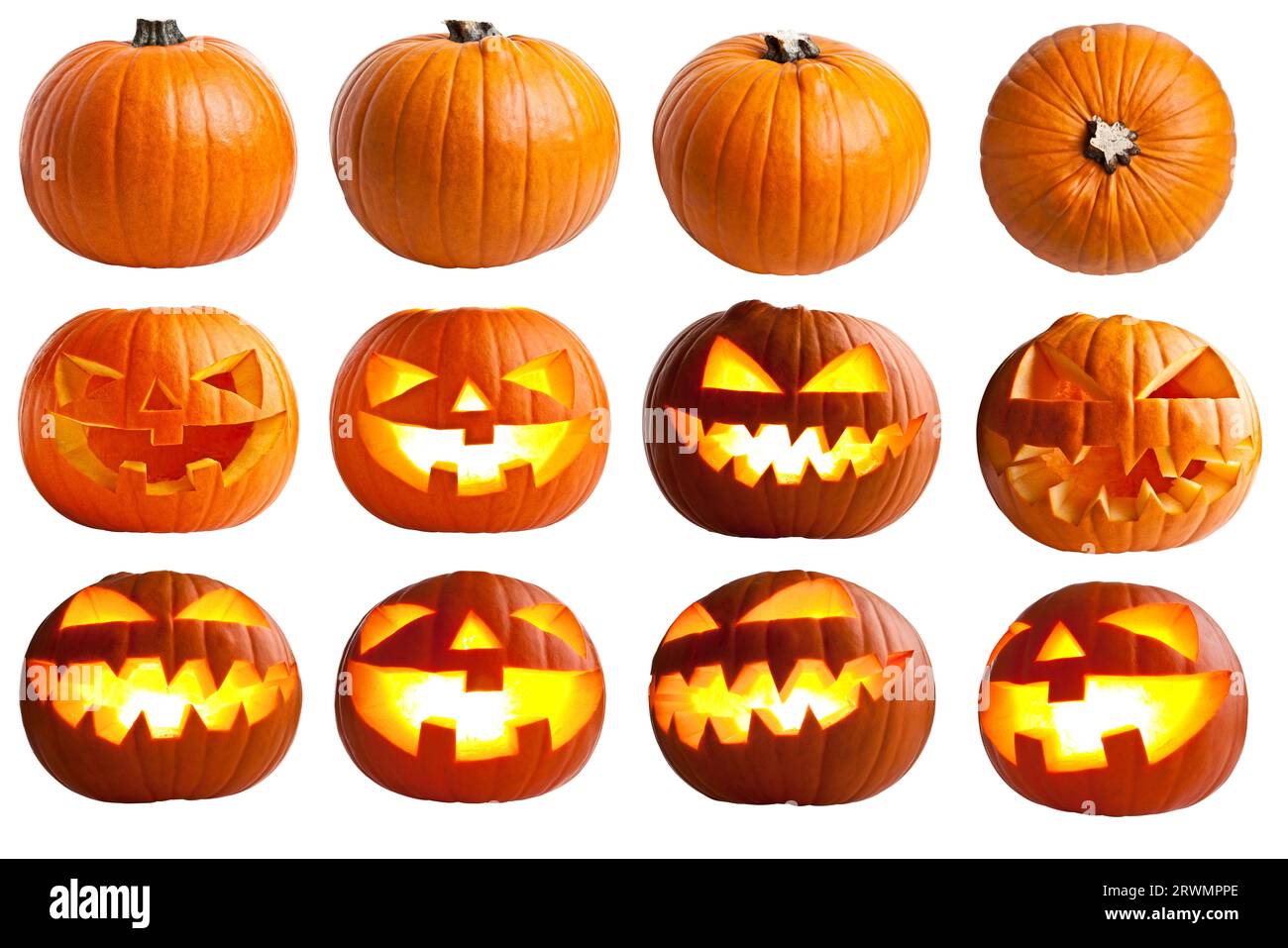 Halloween pumpkin scary face illuminated Cut Out Stock Images ...