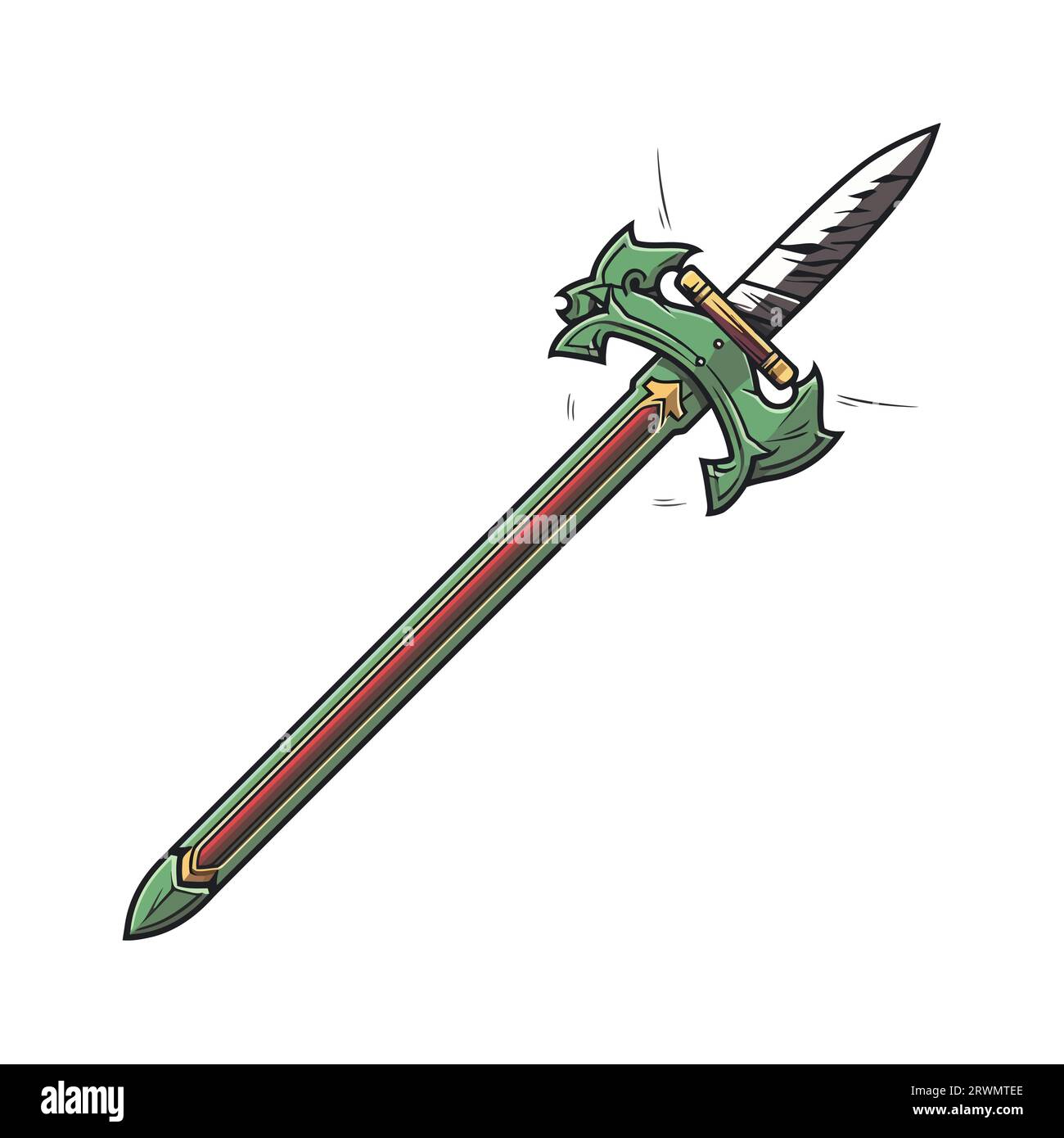 Sword in flat design. Colorful sword icon on white background. Vector ...