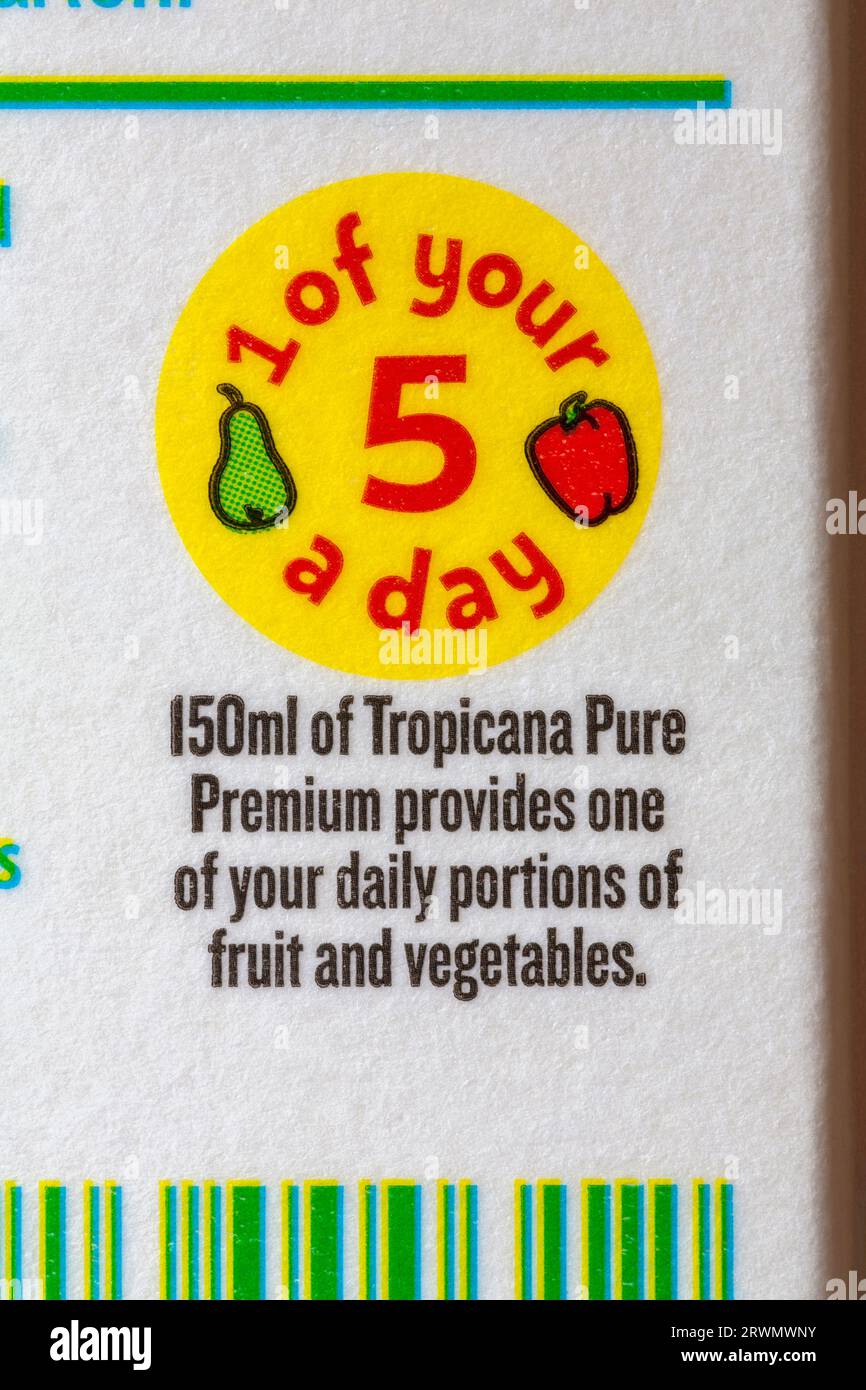 1 of your 5 a day - detail on carton of Tropicana Orange with extra ...