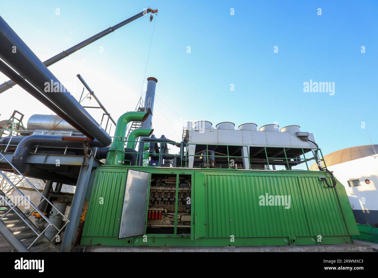 LUANNAN COUNTY, China - January 10, 2022: Biogas generator is being ...